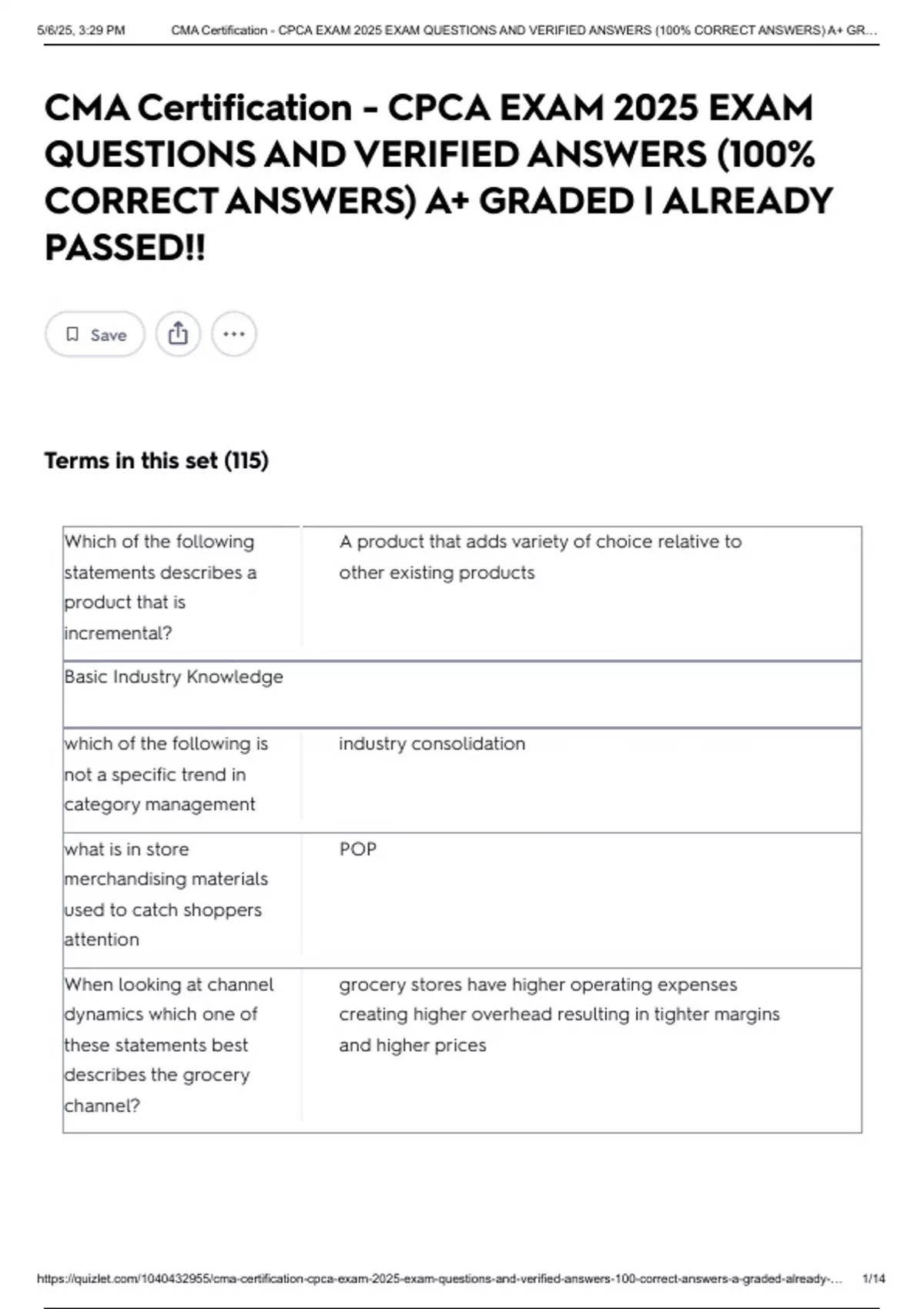 CMA Certification - CPCA EXAM 2025 EXAM QUESTIONS AND VERIFIED ANSWERS (100% CORRECT ANSWERS) A+ ...