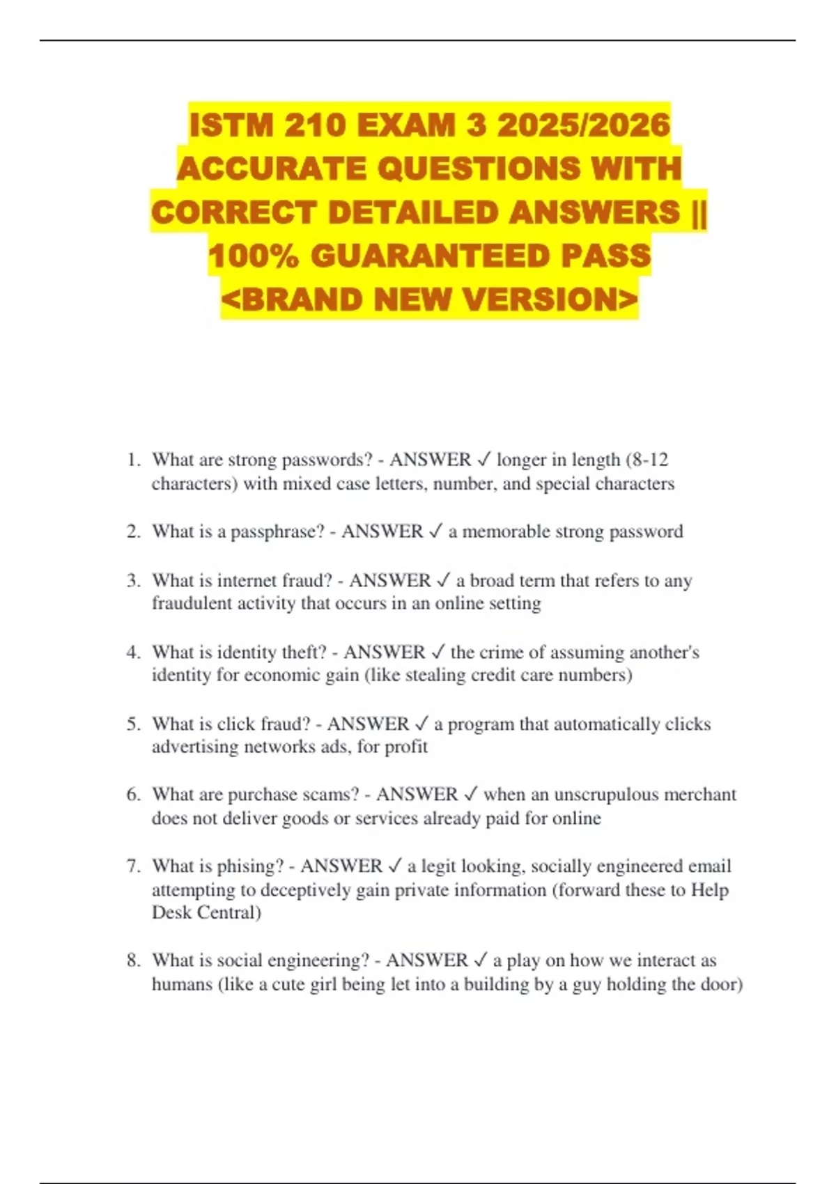 ISTM 210 EXAM 3 2025/2026 ACCURATE QUESTIONS WITH CORRECT DETAILED ...