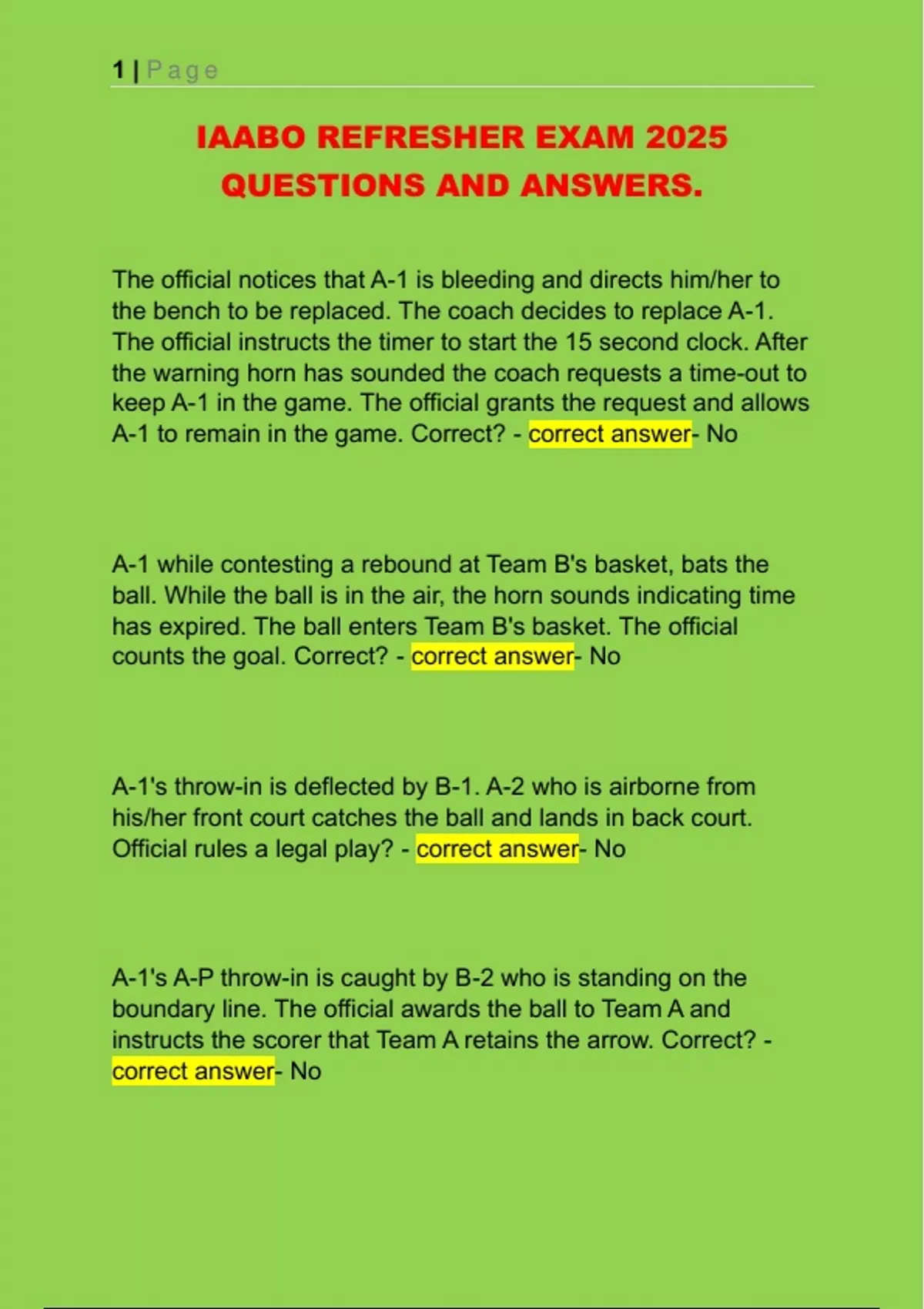 IAABO REFRESHER EXAM 2025 QUESTIONS AND ANSWERS. - IAABO REFRESHER ...