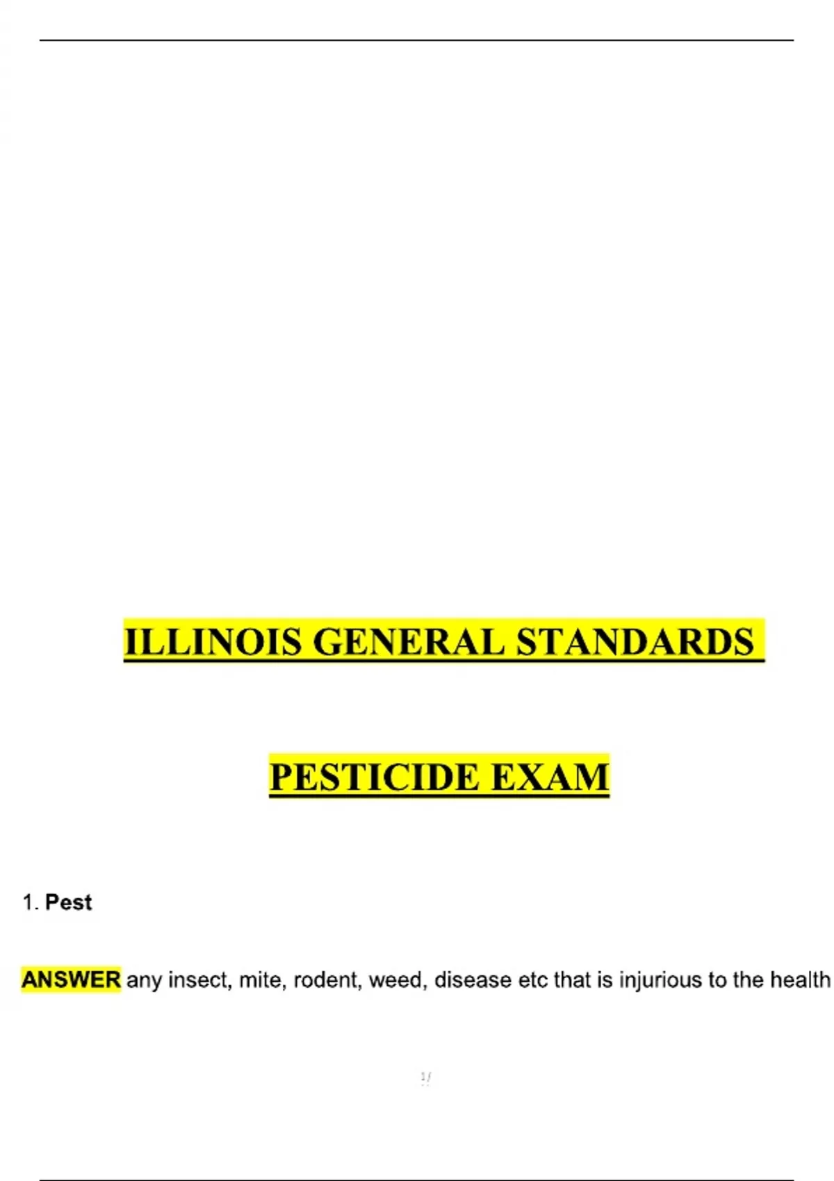 Illinois General Standards Pesticide Exam (100% CORRECT ANSWERS WITH ...