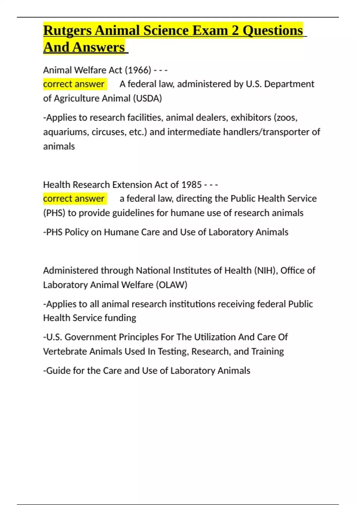 Rutgers Animal Science Exam 2 Questions And Answers.docx - Animal ...