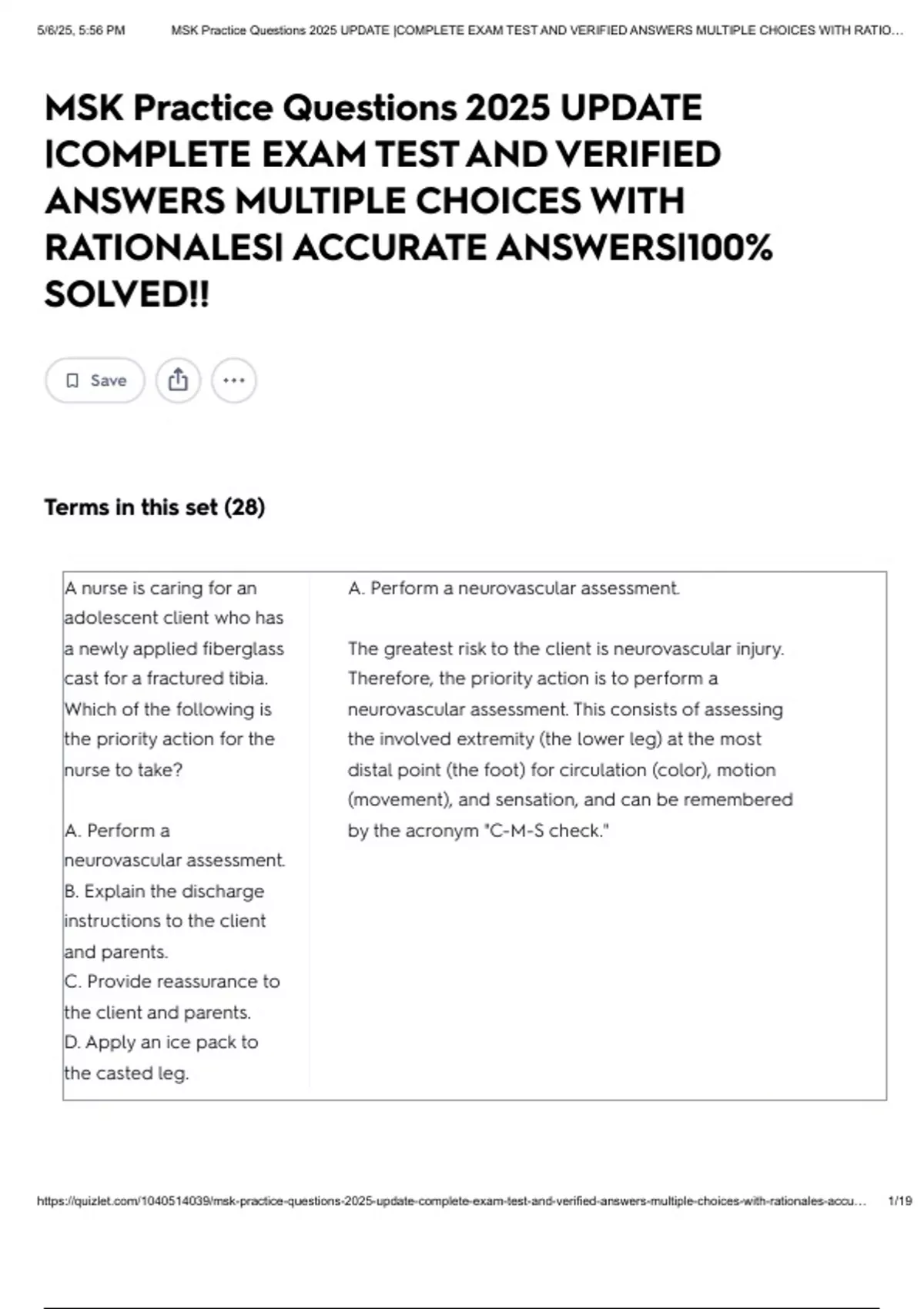 MSK Practice Questions 2025 UPDATE |COMPLETE EXAM TEST AND VERIFIED ...