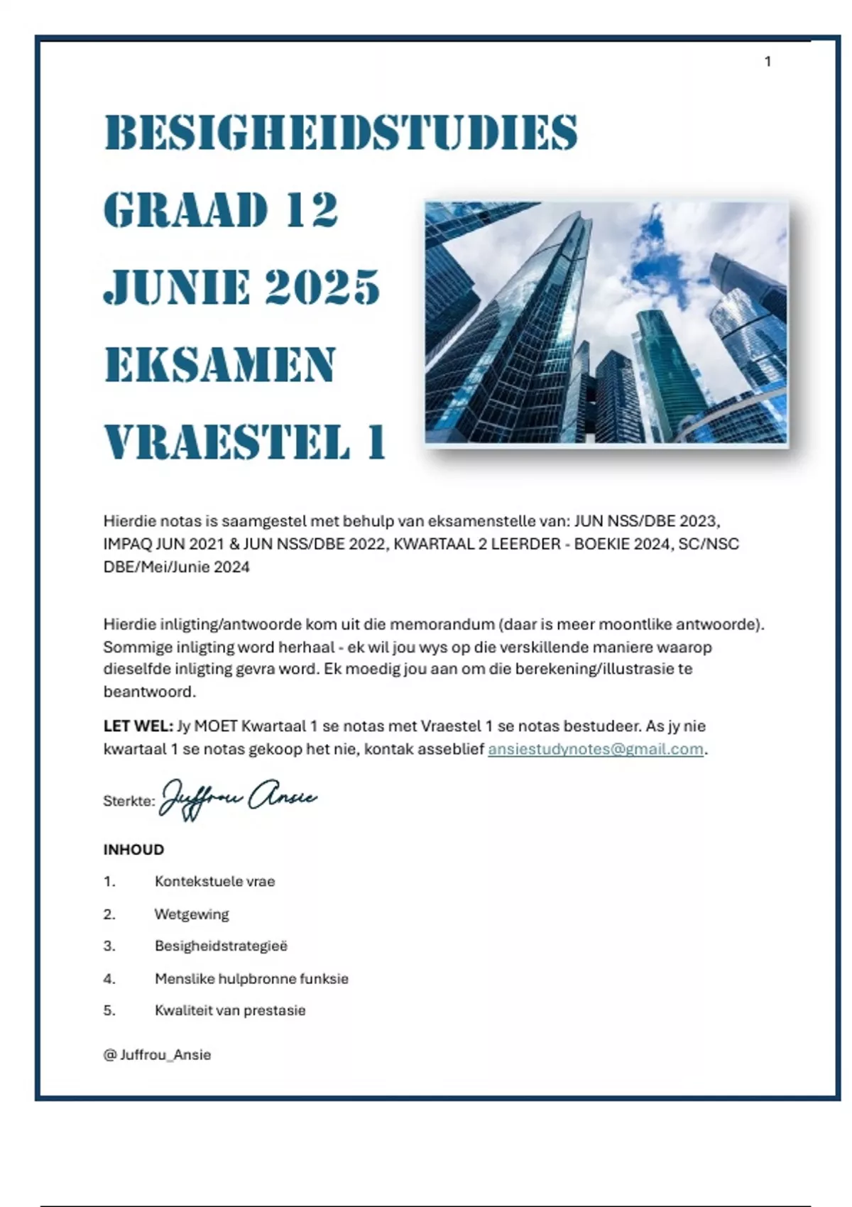 Summary Gr 12 Besigheidstudies Vraestel 1 Junie 2025 - Besigheidstudies ...
