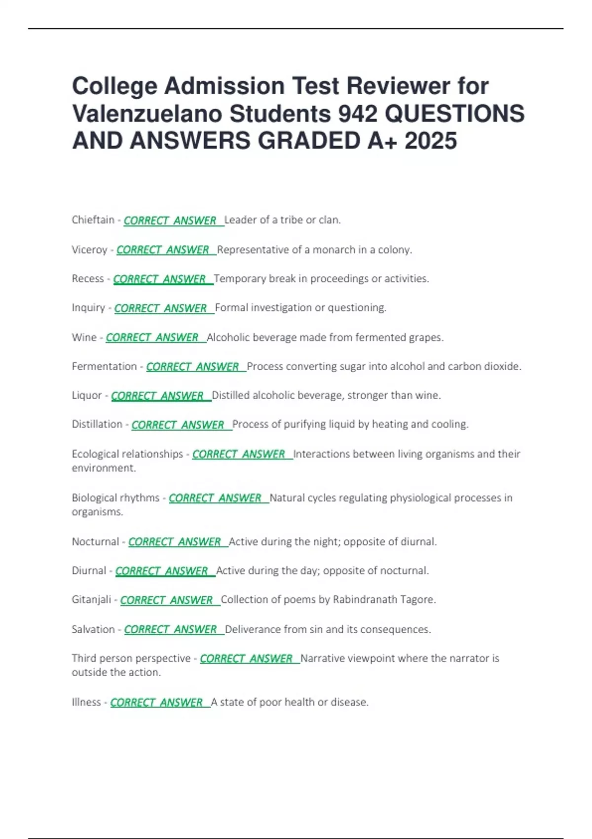 College Admission Test Reviewer for Valenzuelano Students 942 QUESTIONS ...