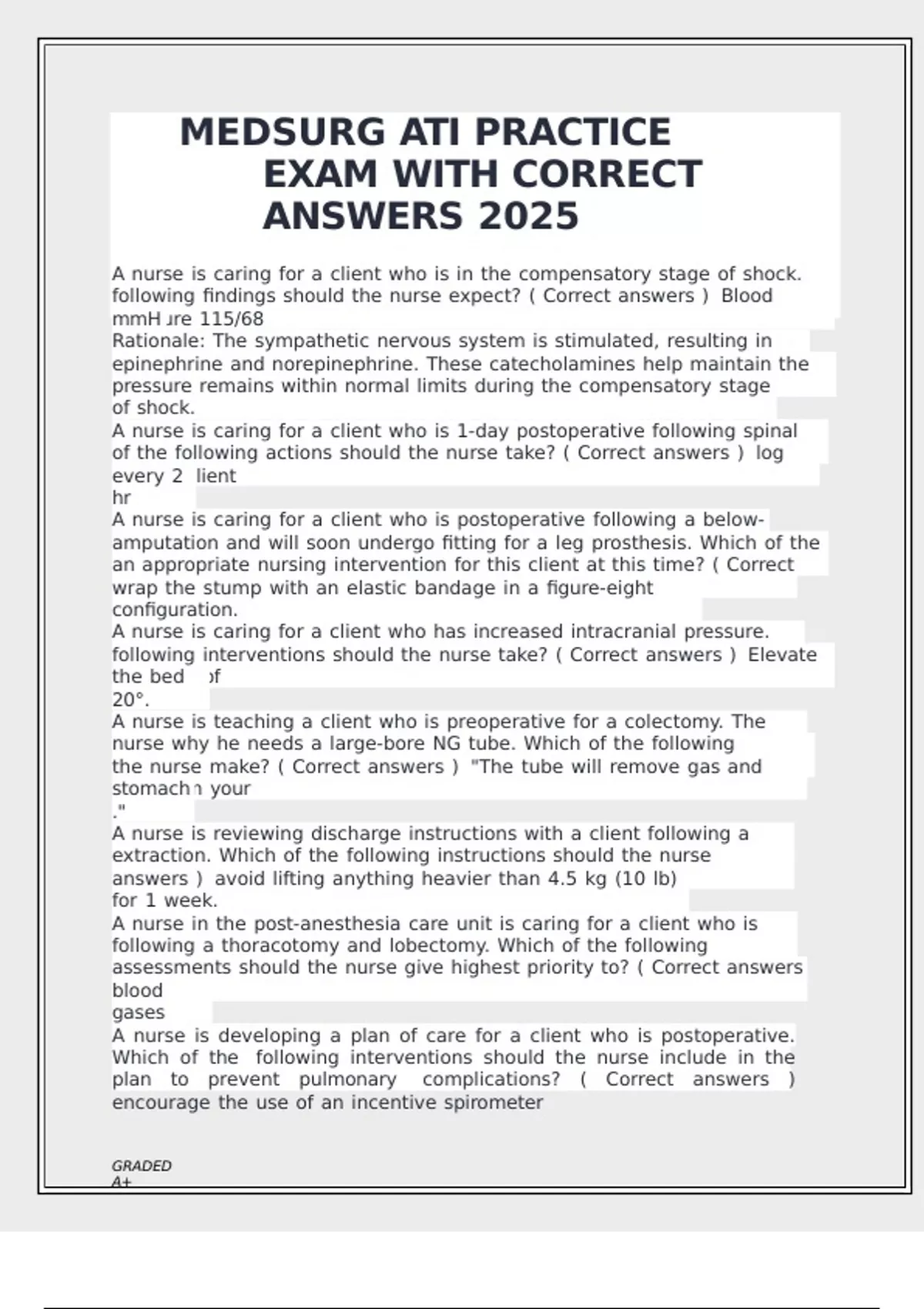 MEDSURG ATI PRACTICE EXAM WITH CORRECT ANSWERS 2025 - MEDSURG ATI ...