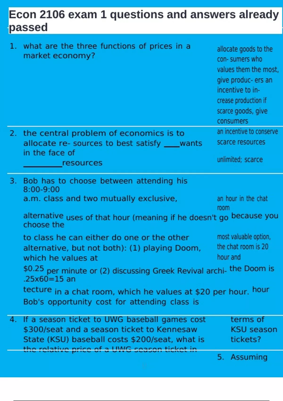 Econ 2106 exam 1 questions and answers already passed - Econ 2106 ...