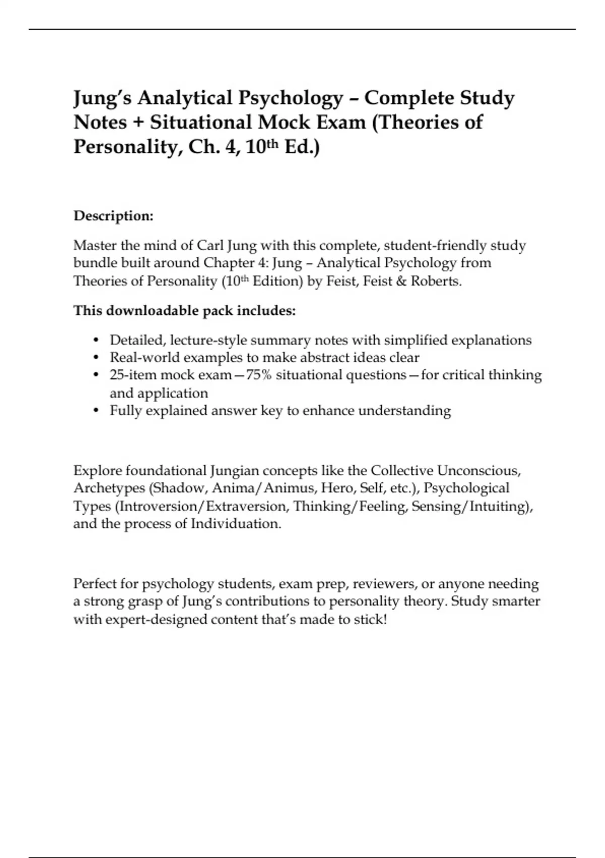 Summary Carl Jung’s Analytical Psychology – Complete Study Notes ...