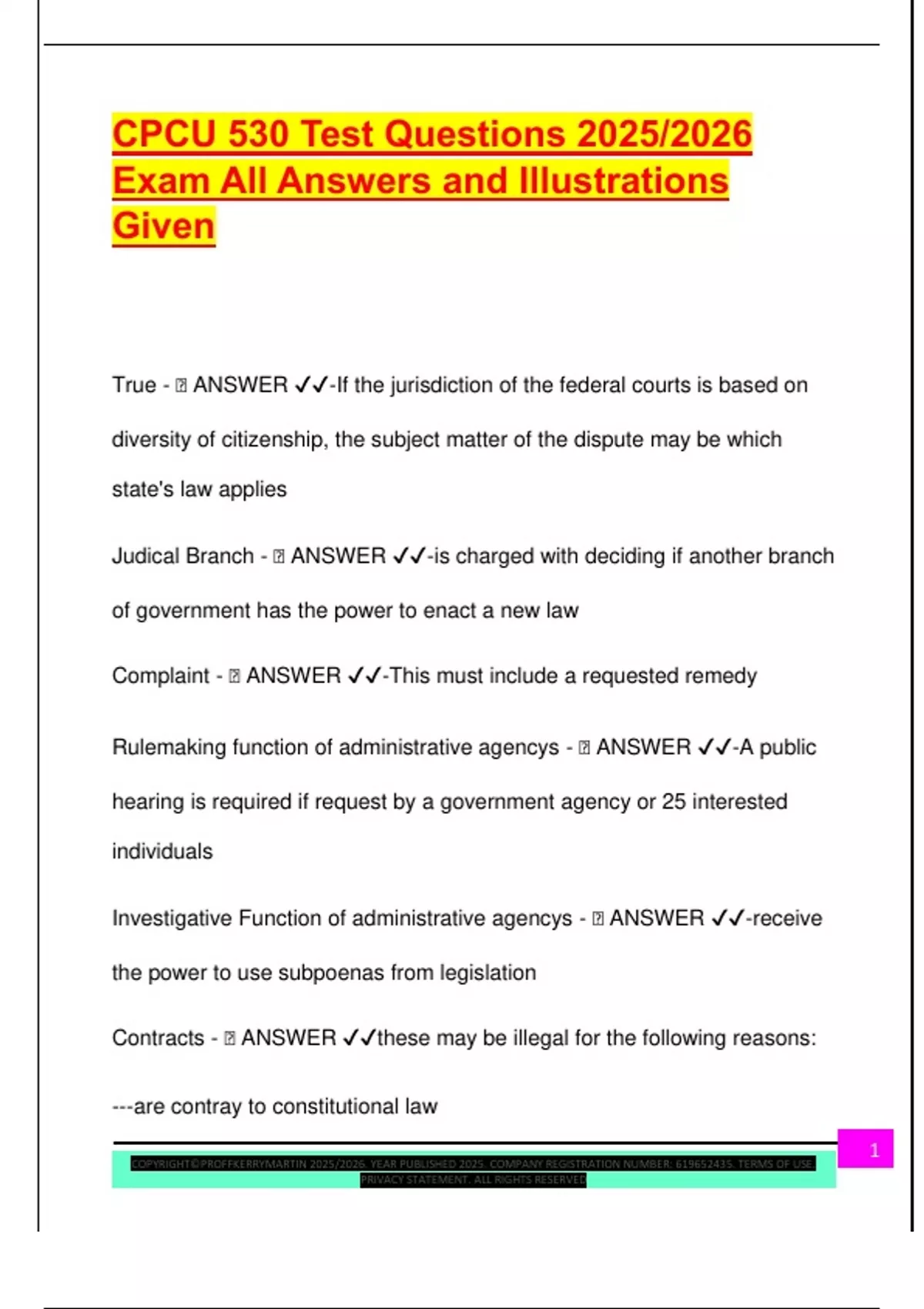 CPCU 530 Test Questions 2025/2026 Exam All Answers and Illustrations ...