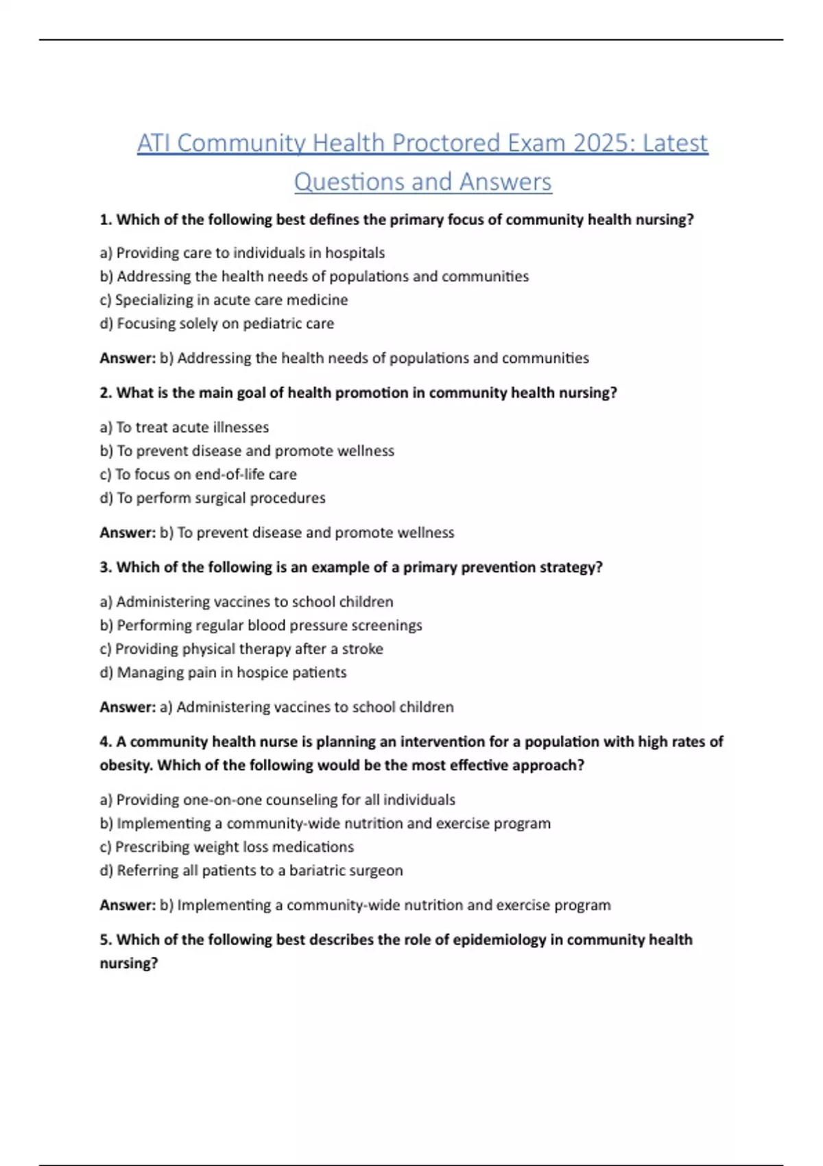 ATI Community Health Proctored Exam - Comprehensive Review 2025 ...