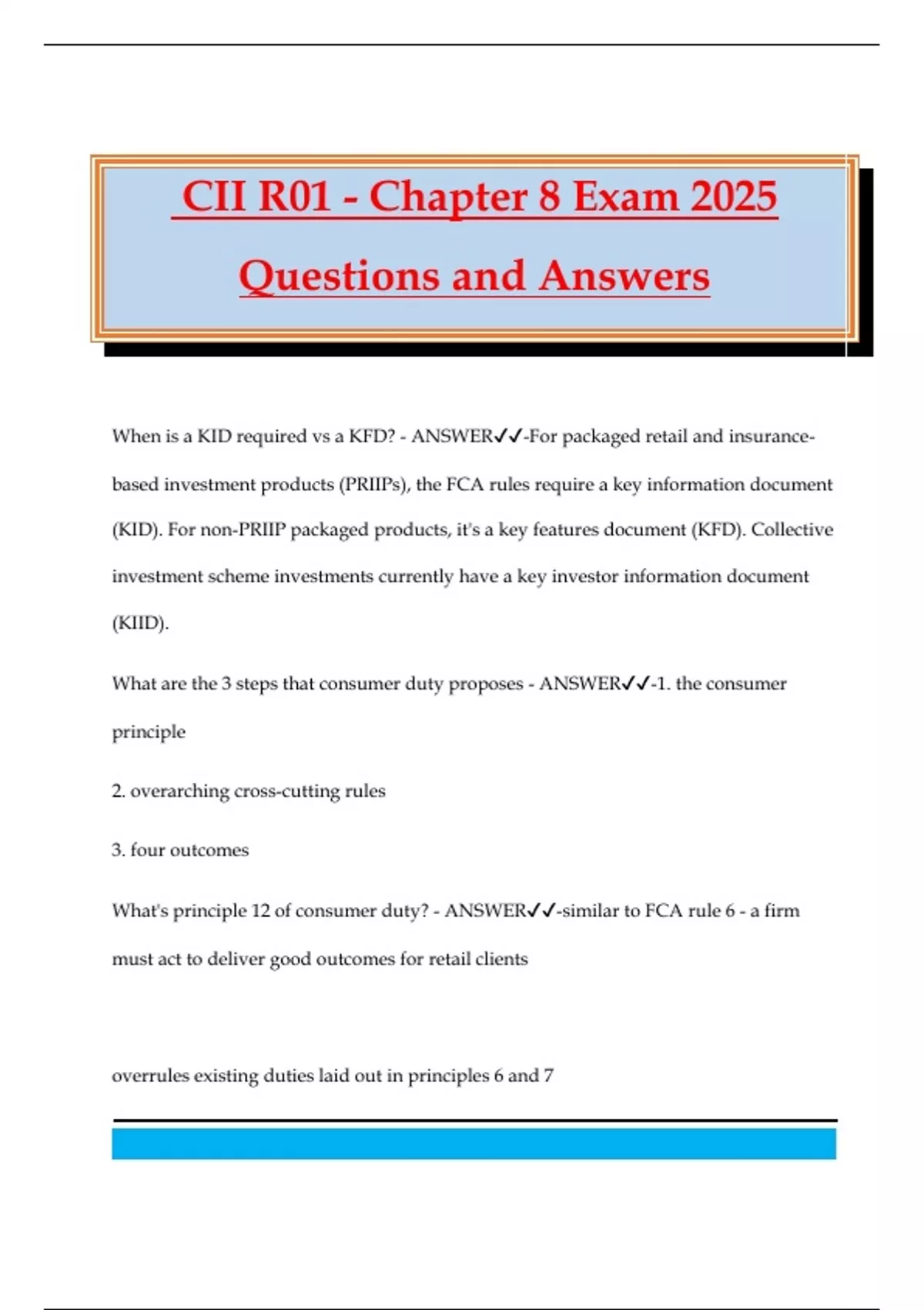 CII R01 - Chapter 8 Exam 2025 Questions and Answers - CII - Stuvia US