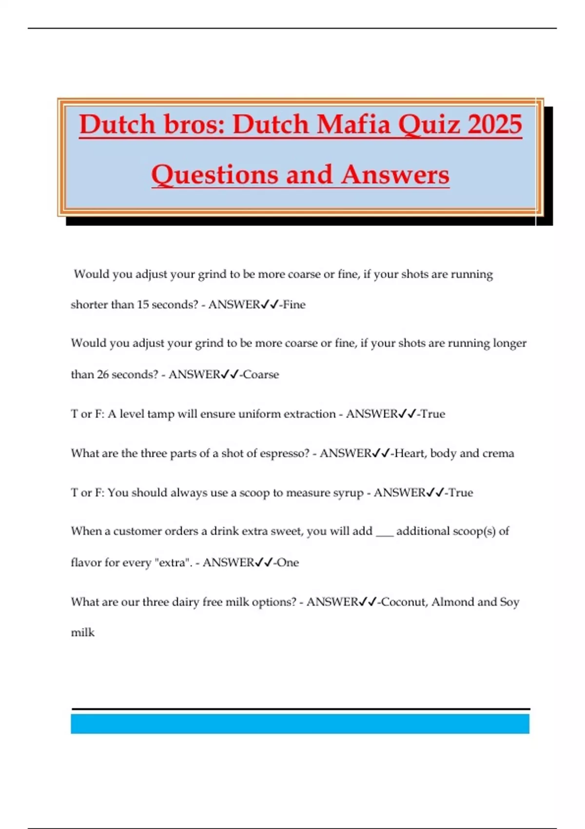 Dutch bros: Dutch Mafia Quiz 2025 Questions and Answers - Dutch Bros ...