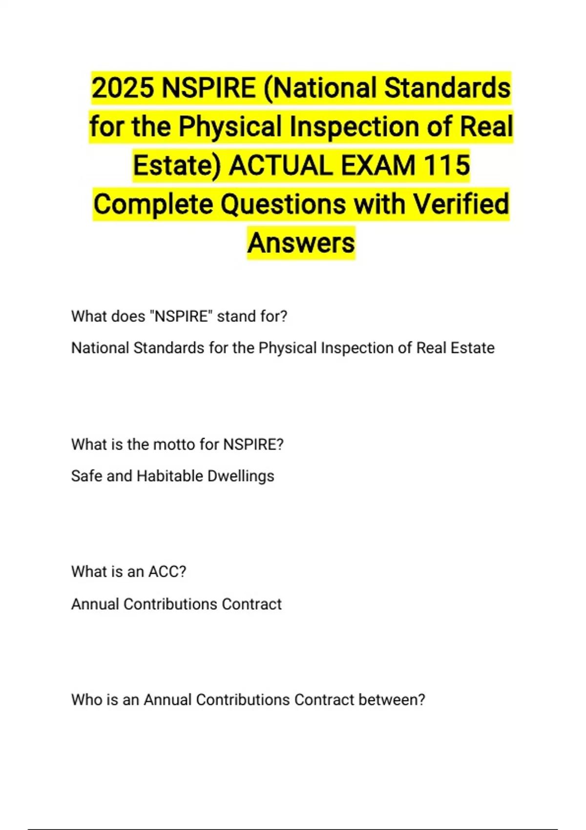 2025 NSPIRE (National Standards for the Physical Inspection of Real ...