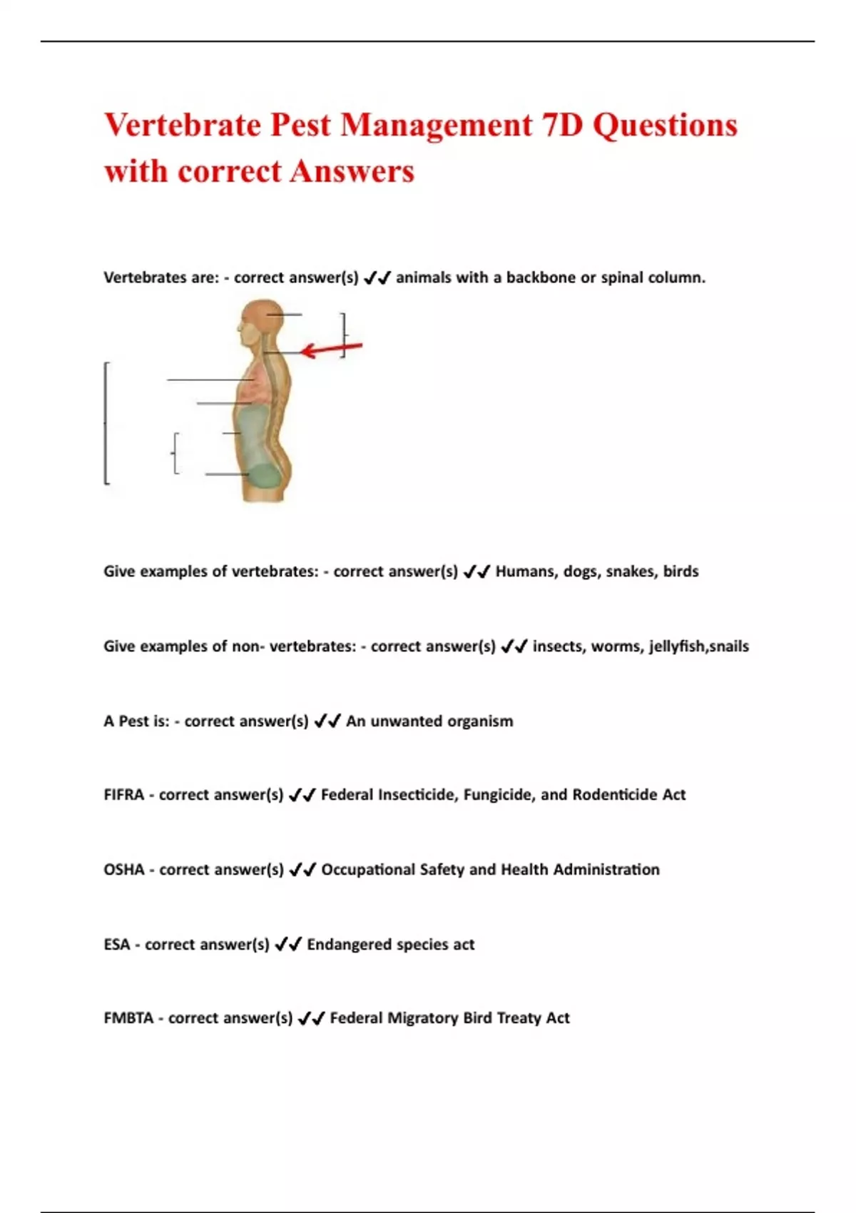Vertebrate Pest Management 7D Questions with correct Answers ...