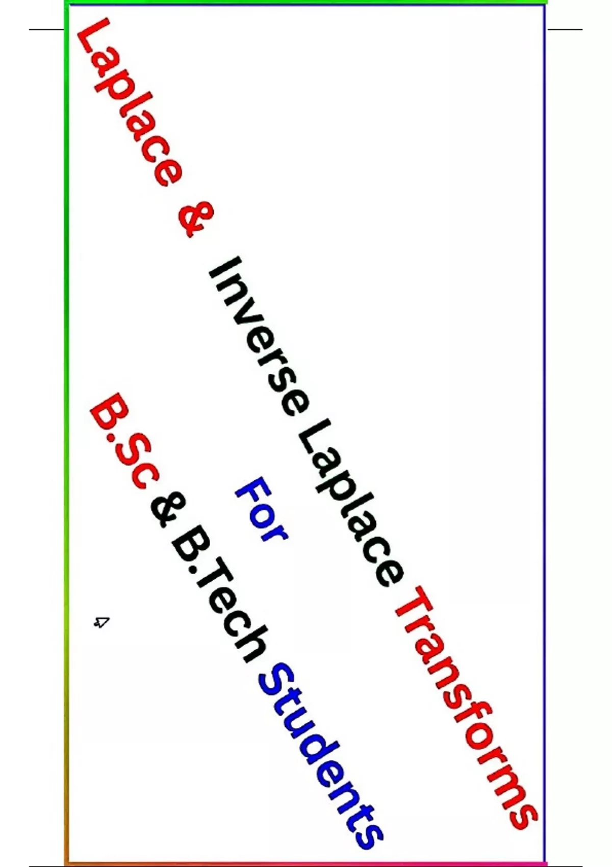 Summary Complete Notes for the Quick Revision of Laplace and Inverse ...