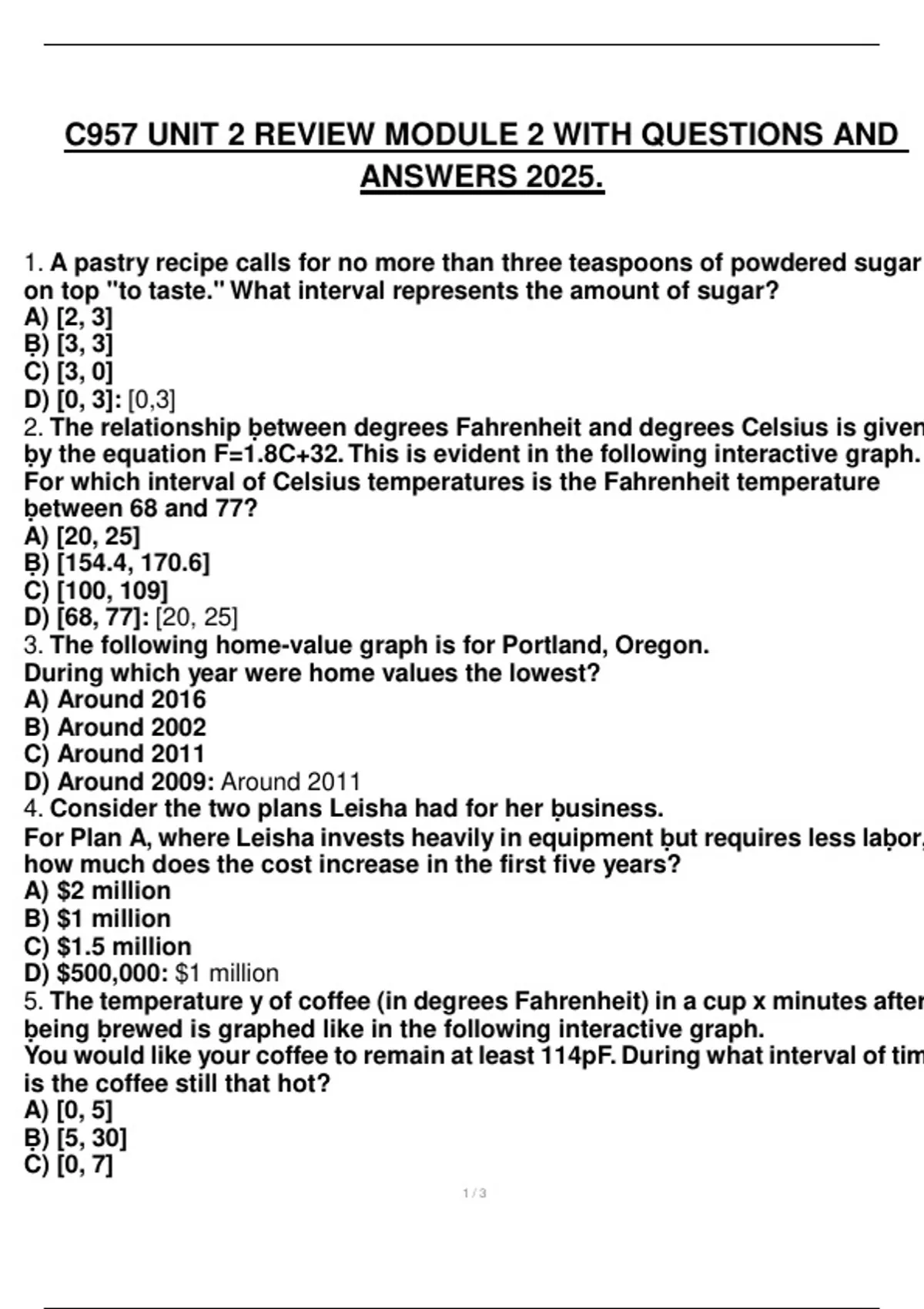 C957 UNIT 2 REVIEW MODULE 2 WITH QUESTIONS AND ANSWERS 2025. - C957 - Stuvia US
