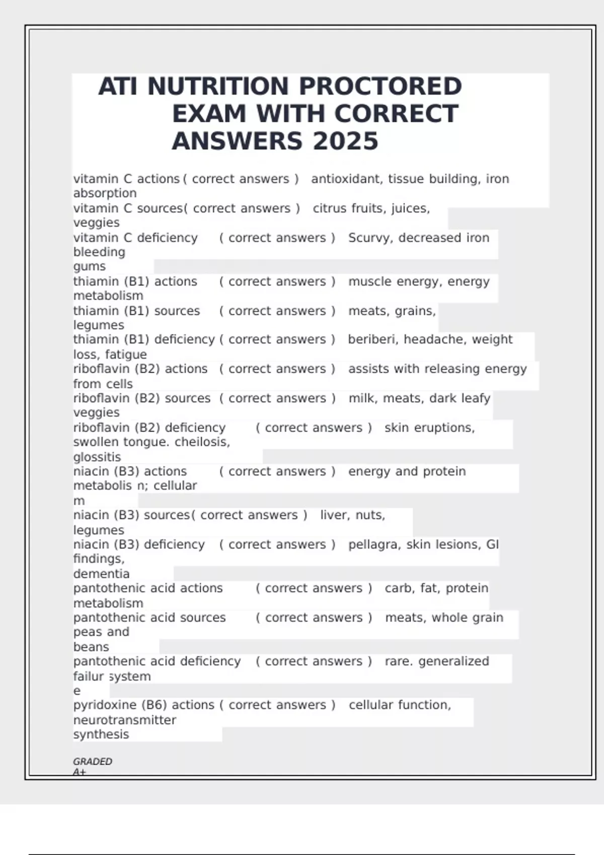 ATI NUTRITION PROCTORED EXAM WITH CORRECT ANSWERS 2025 - ATI NUTRITION ...