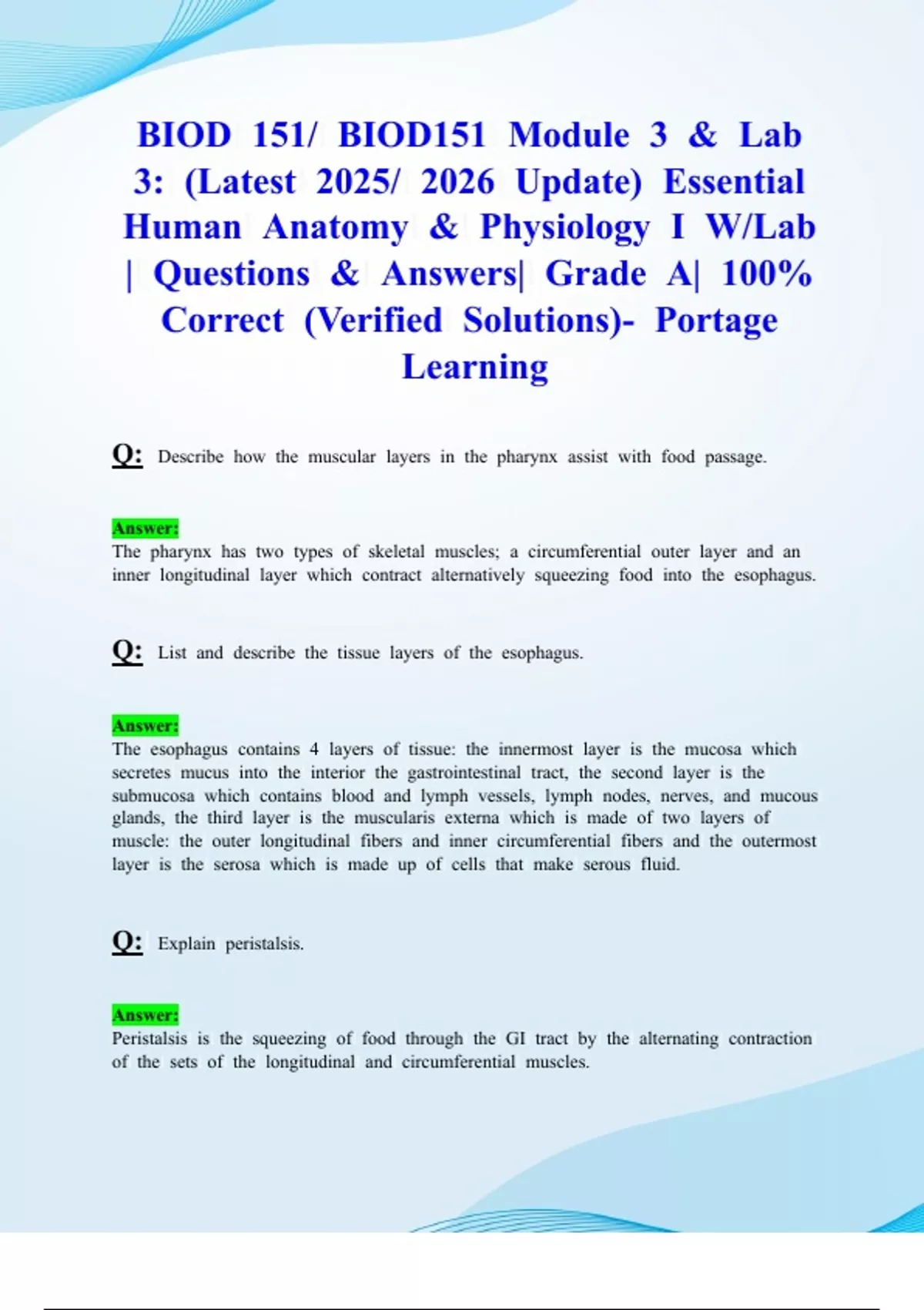 BIOD 151/ BIOD151 Module 3 & Lab 3: (Latest 2025/ 2026 Update ...