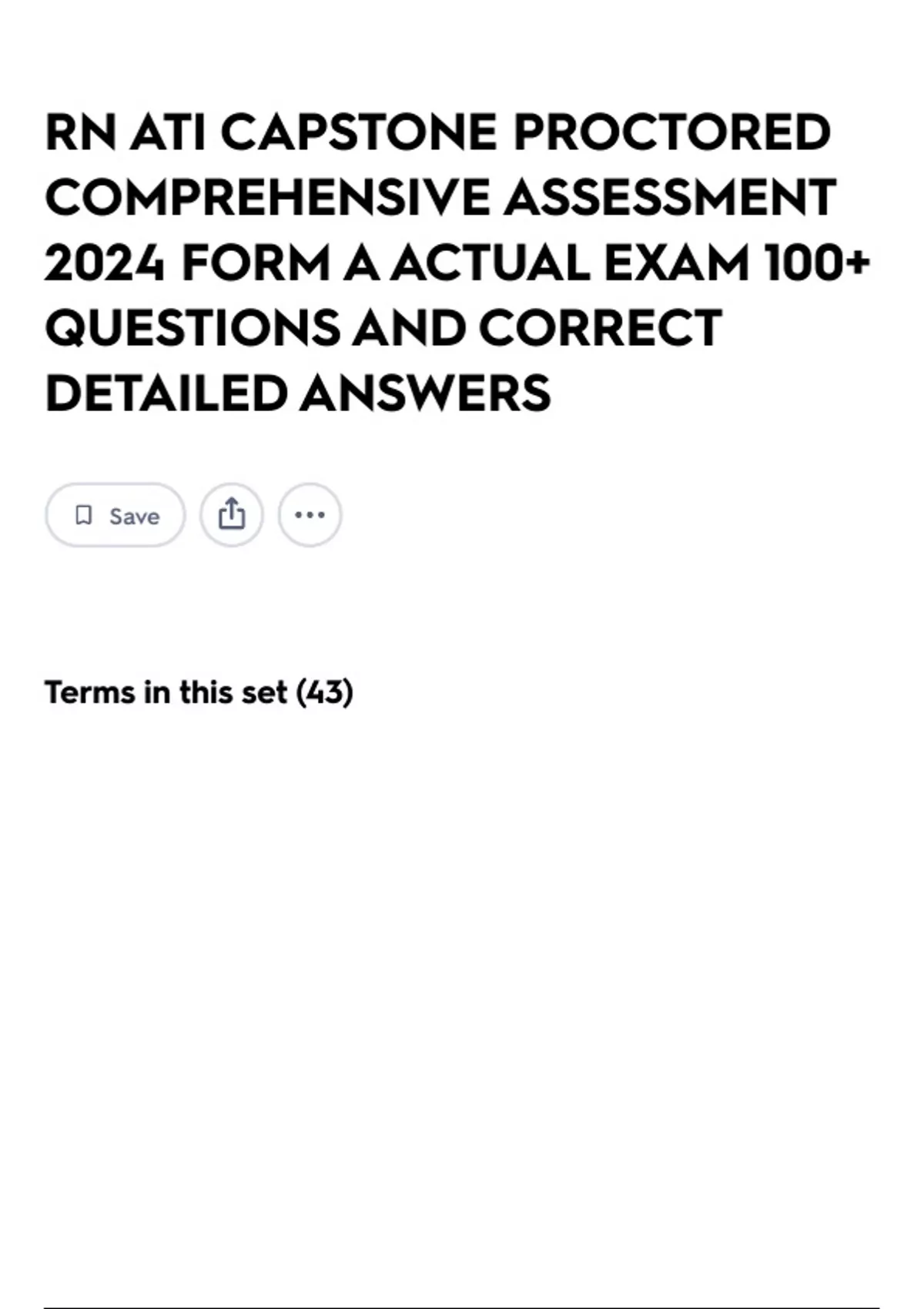 RN ATI CAPSTONE PROCTORED COMPREHENSIVE ASSESSMENT 2024 FORM A ACTUAL ...