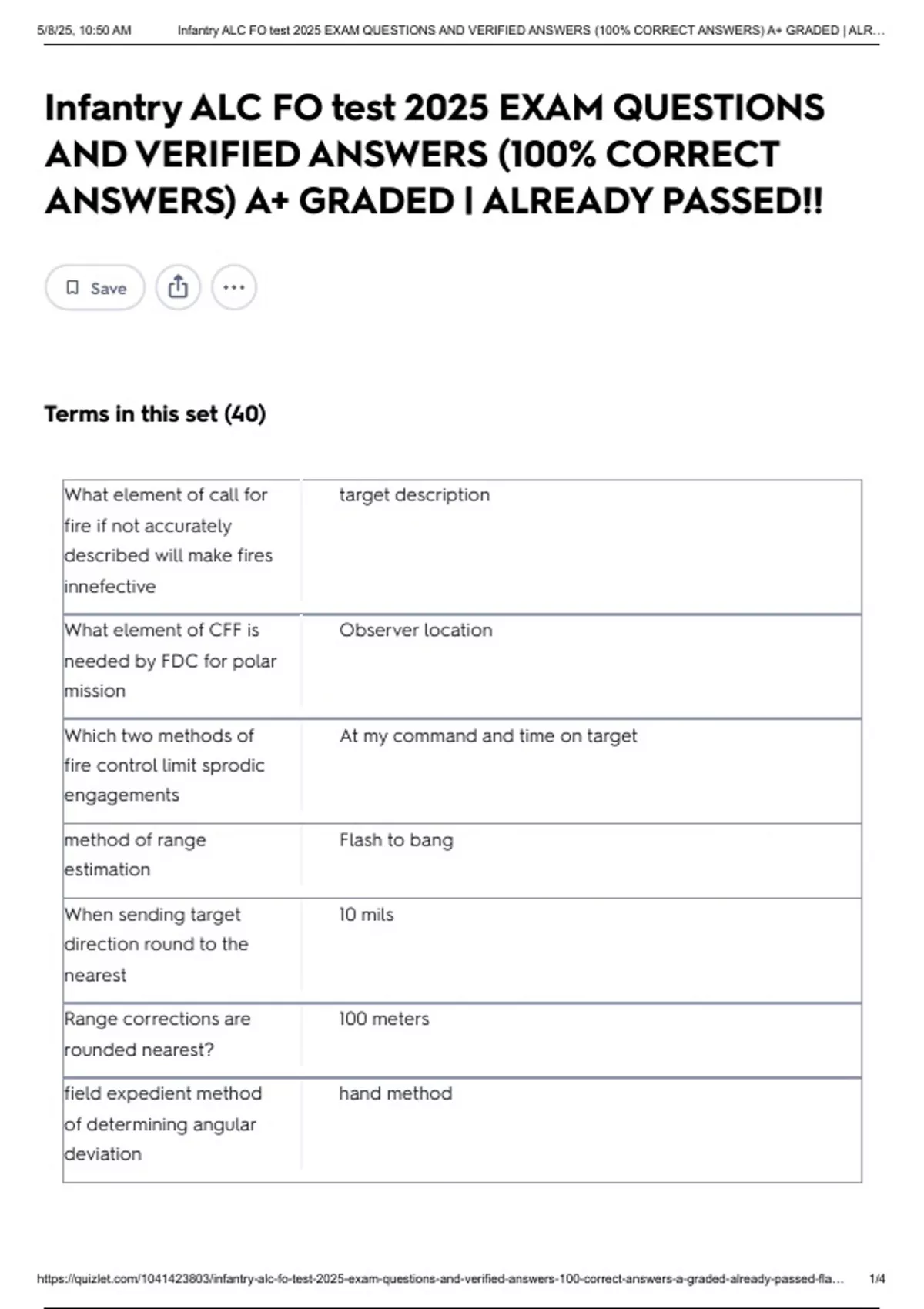Infantry ALC FO test 2025 EXAM QUESTIONS AND VERIFIED ANSWERS (100% ...