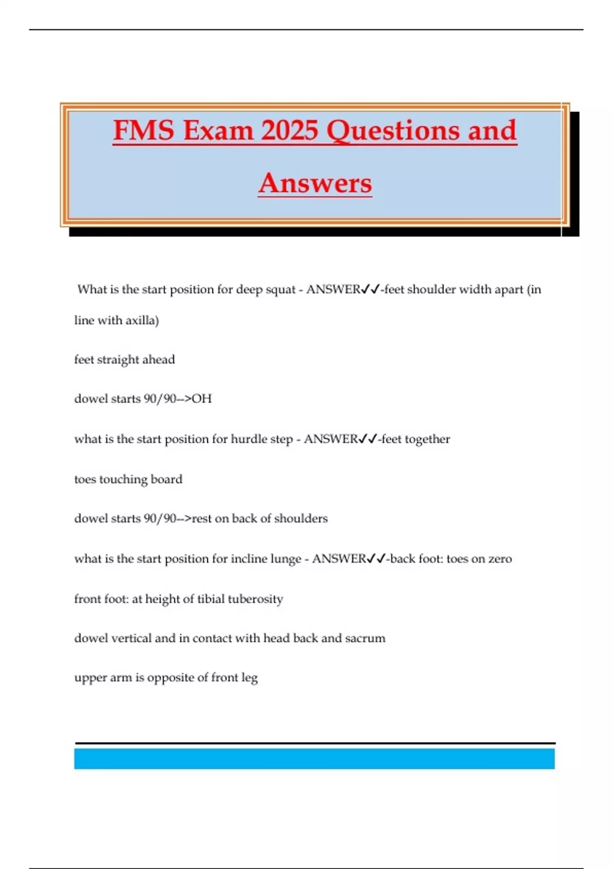 FMS Exam 2025 Questions and Answers - Fms - Stuvia US