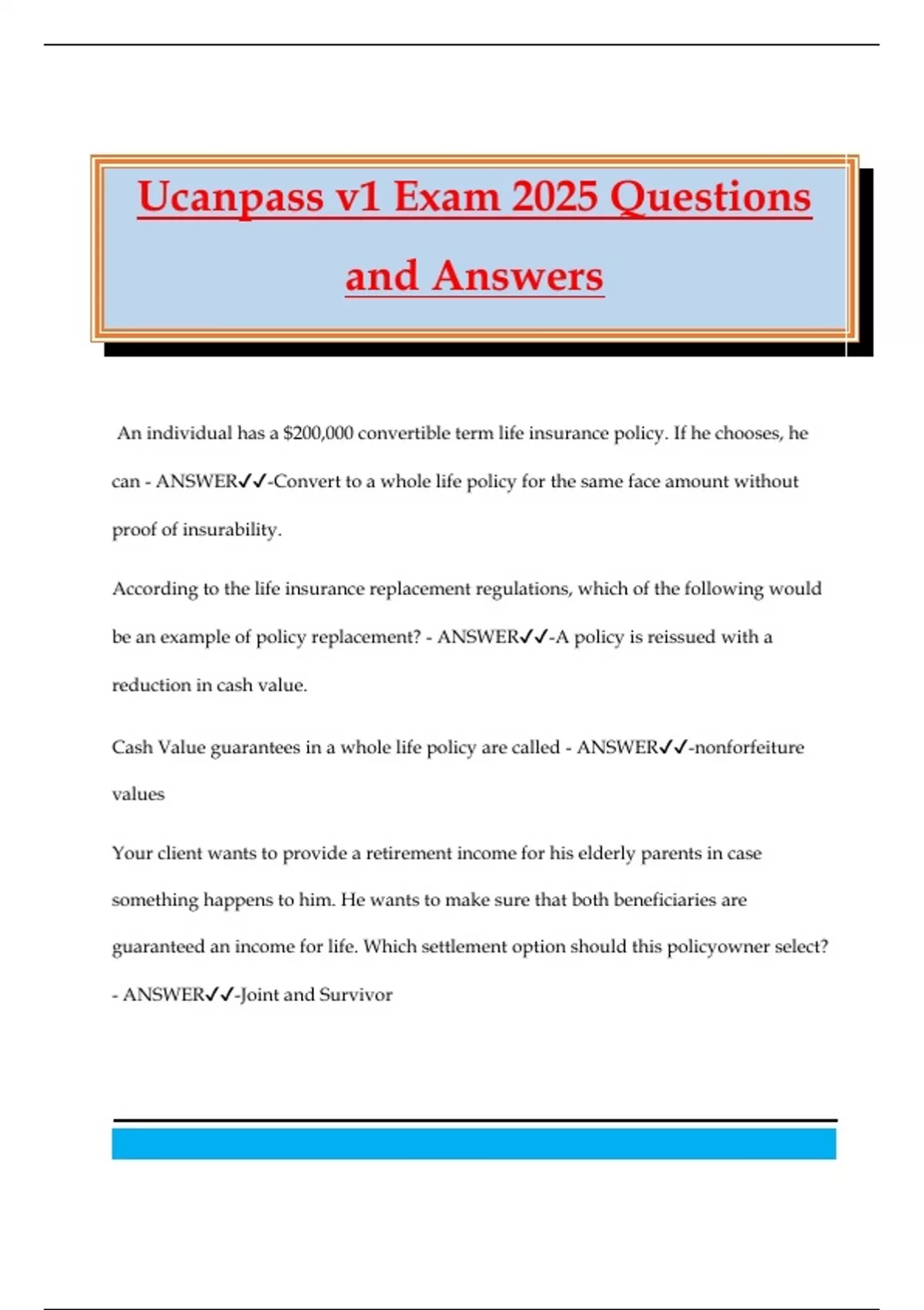 Ucanpass v1 Exam 2025 Questions and Answers - Ucanpass - Stuvia US