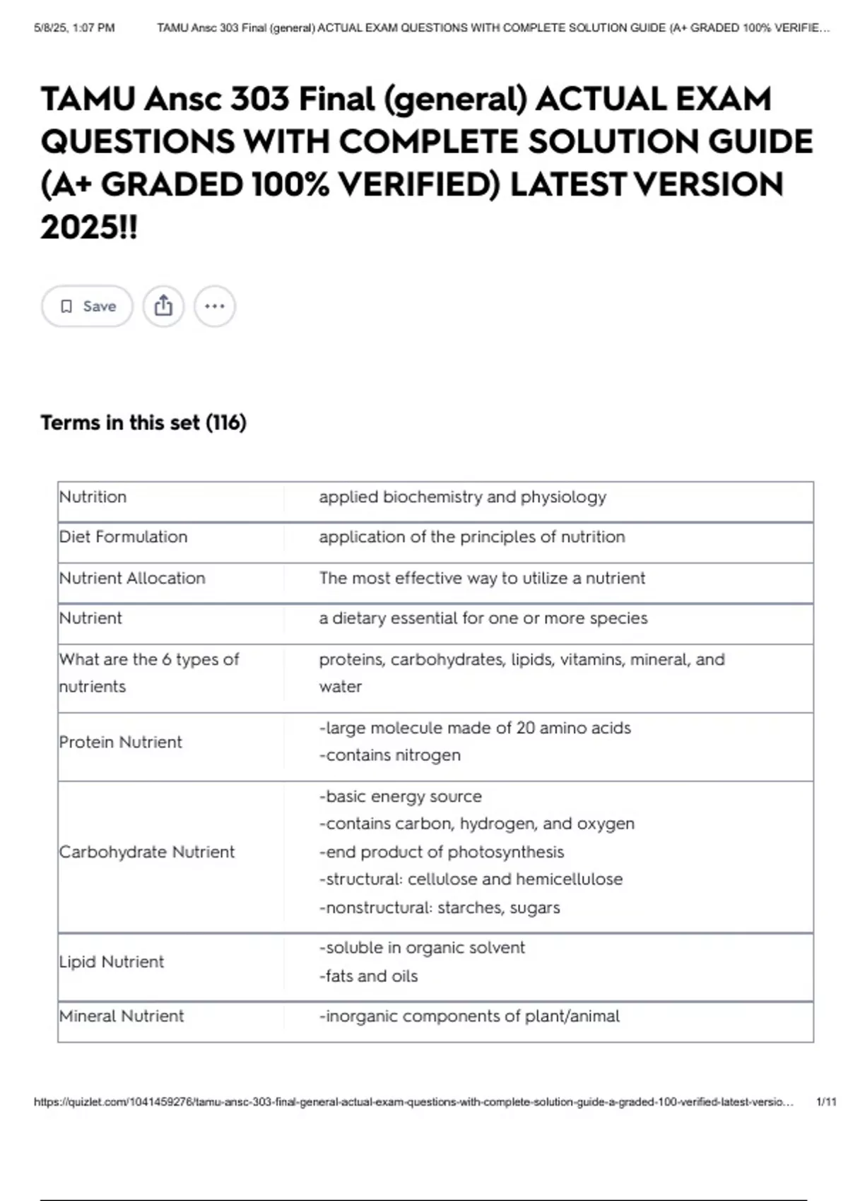 TAMU Ansc 303 Final (general) ACTUAL EXAM QUESTIONS WITH COMPLETE ...