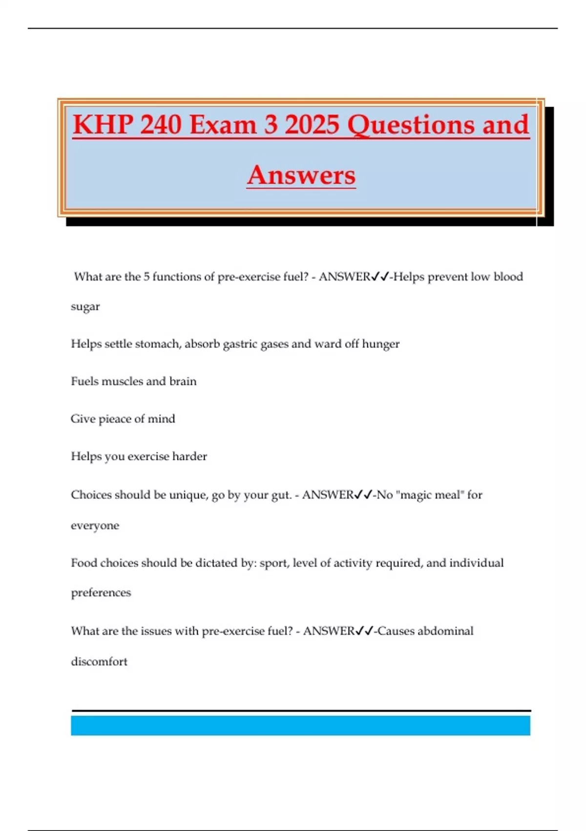 KHP 240 Exam 3 2025 Questions and Answers - KHP 240 - Stuvia US