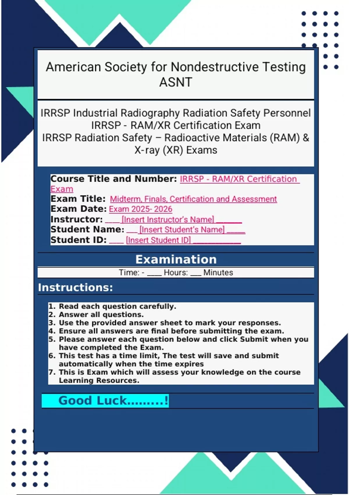 IRRSP - Radiation Safety Certification Exam Prep IRRSP Radiation Safety ...
