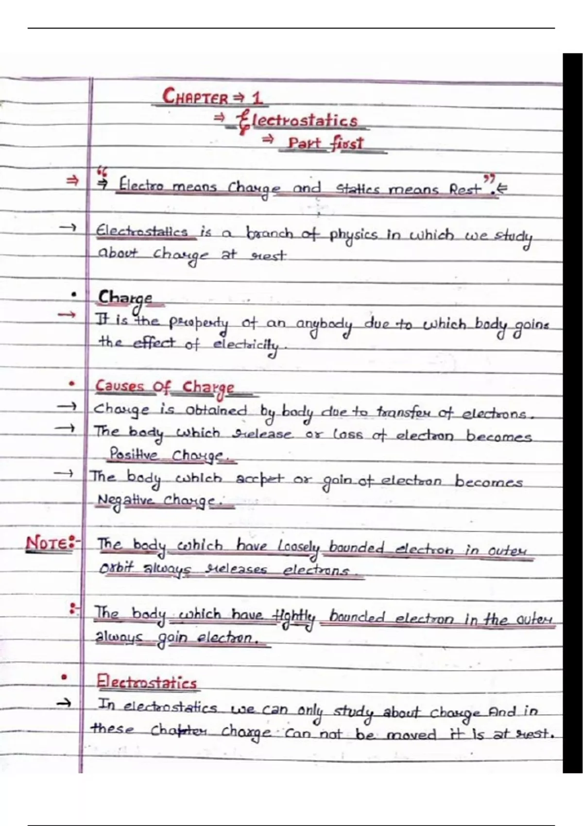 Class 12 physics electrostatics notes with important questions for CBSE ...