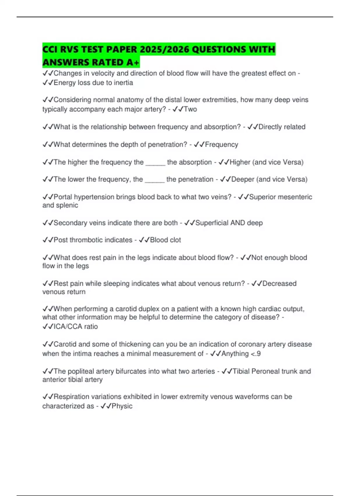 CCI RVS TEST PAPER 2025/2026 QUESTIONS WITH ANSWERS RATED A+ - Cci rvs ...