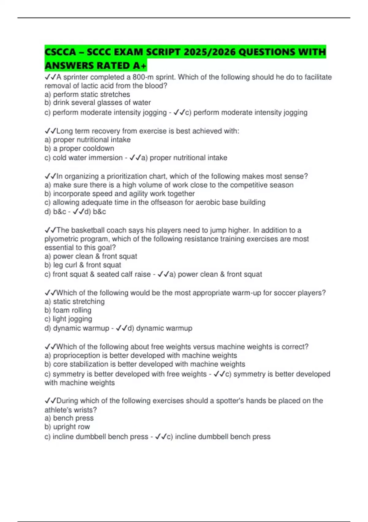 CSCCA – SCCC EXAM SCRIPT 2025/2026 QUESTIONS WITH ANSWERS RATED A+ ...