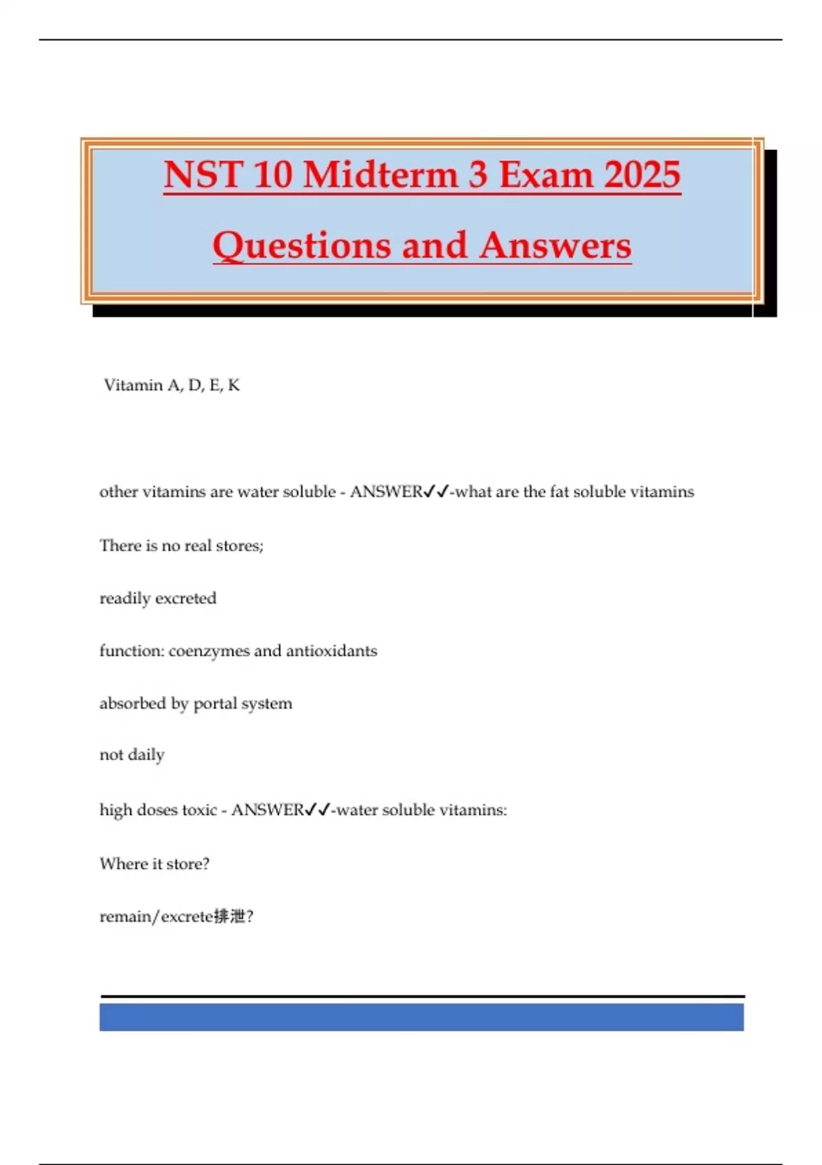NST 10 Midterm 3 Exam 2025 Questions and Answers - NST - Stuvia US
