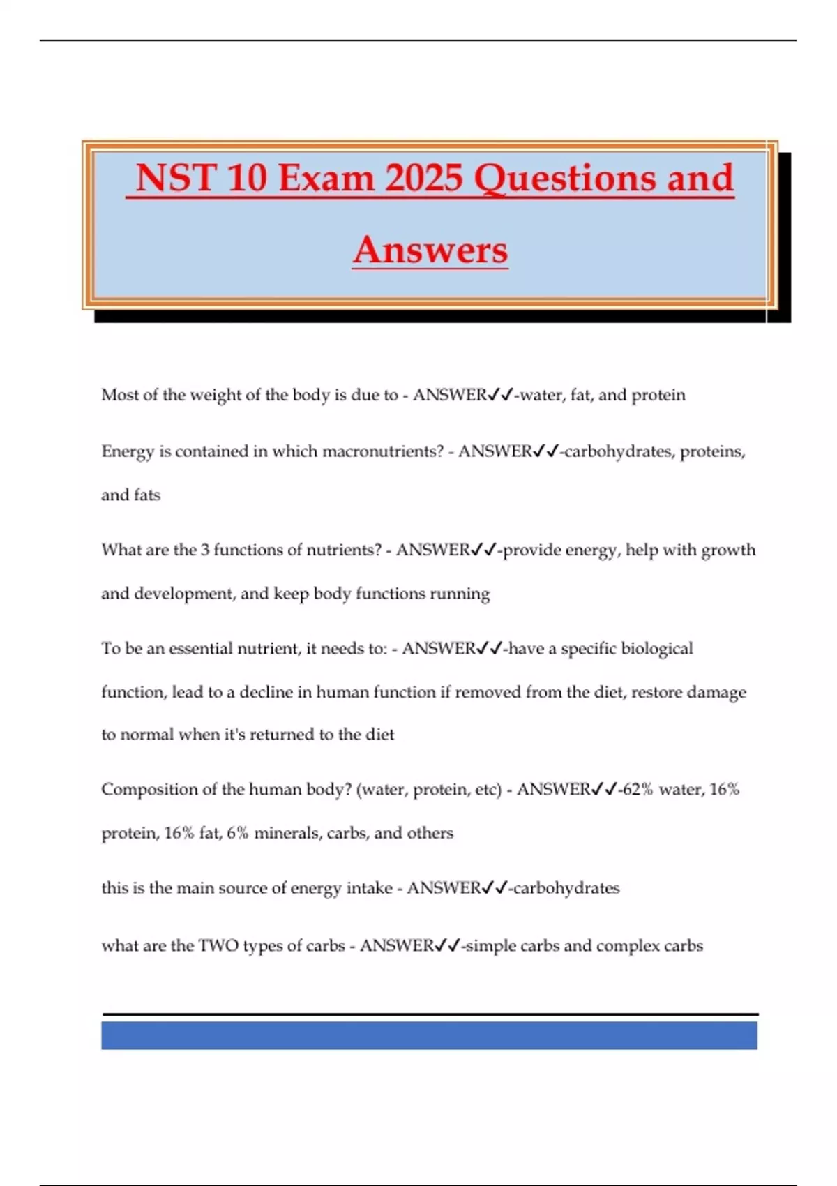 NST 10 Exam 2025 Questions and Answers - NST - Stuvia US