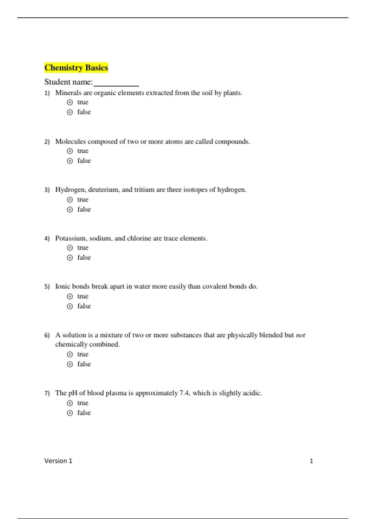 Chemistry Basics Test bank 2025 - Chemistry - Stuvia US