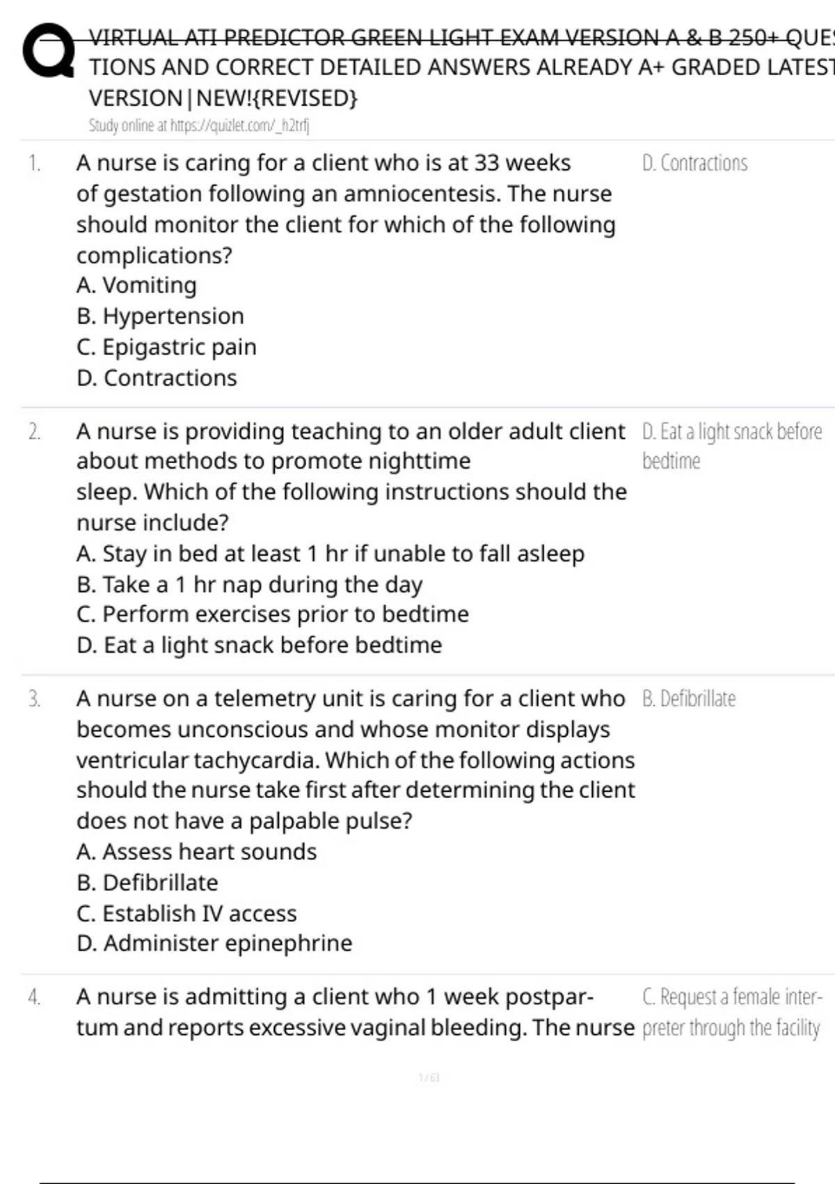 VIRTUAL ATI PREDICTOR GREEN LIGHT TEST A AND TEST B 2025 |ACTUAL EXAM ...