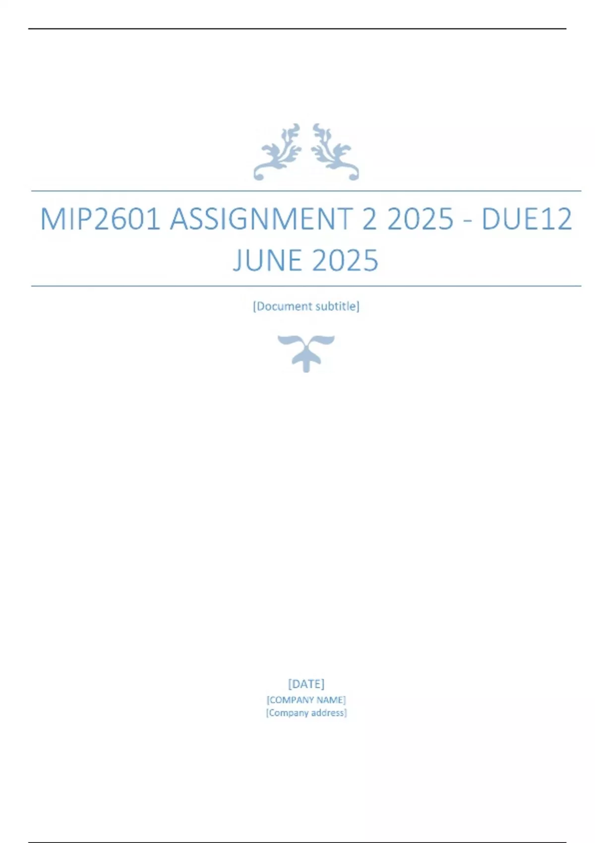Mip2601 Assignment 2 Complete Answers 2025 Due 12 June 2025