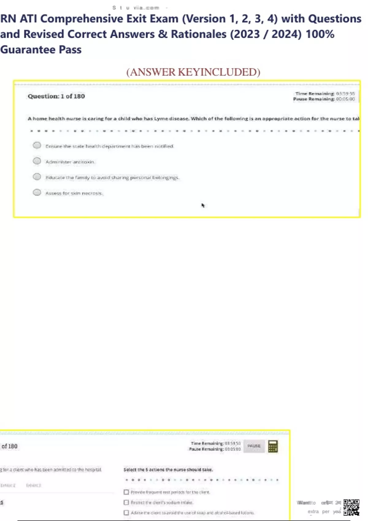 RN ATI Comprehensive Exit Exam (Version 1, 2, 3, 4) with Questions and Revised Correct Answers ...