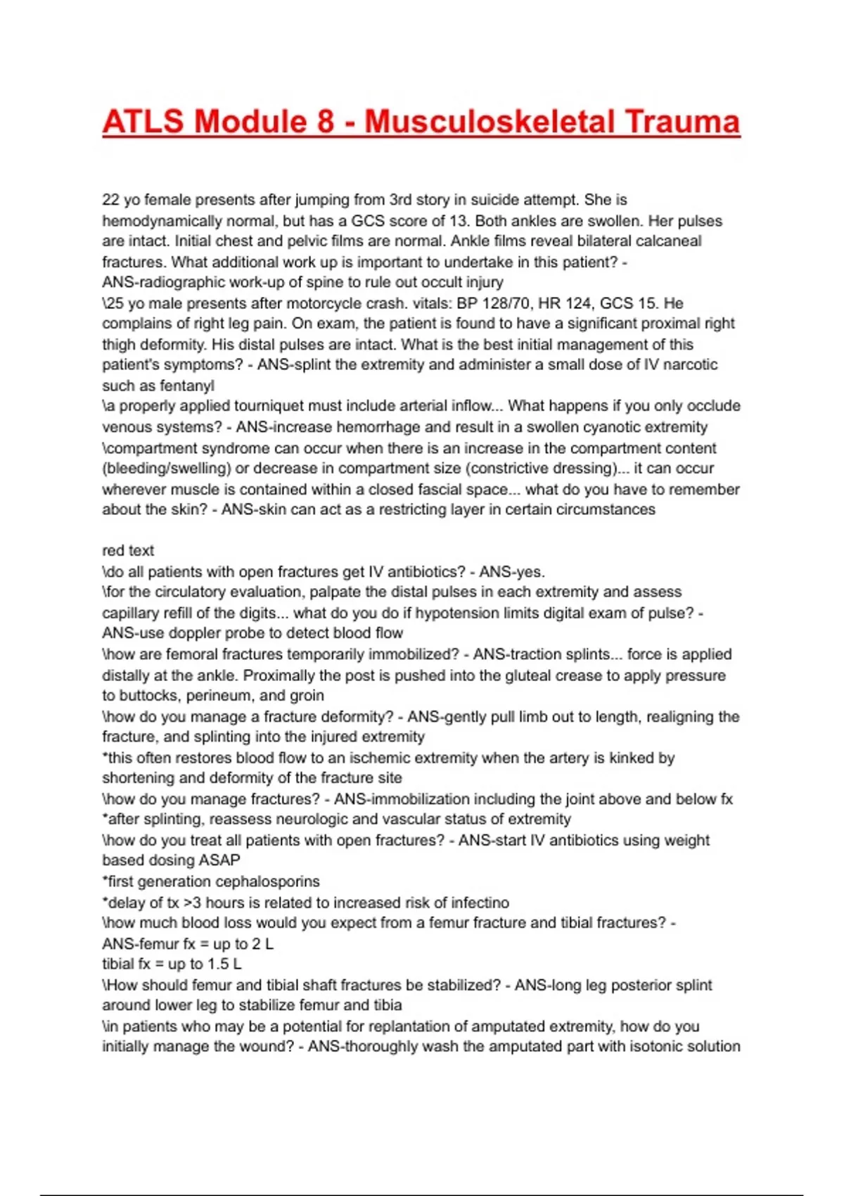 ATLS Module 8 - Musculoskeletal Trauma Exam 2025/2026 Questions With ...