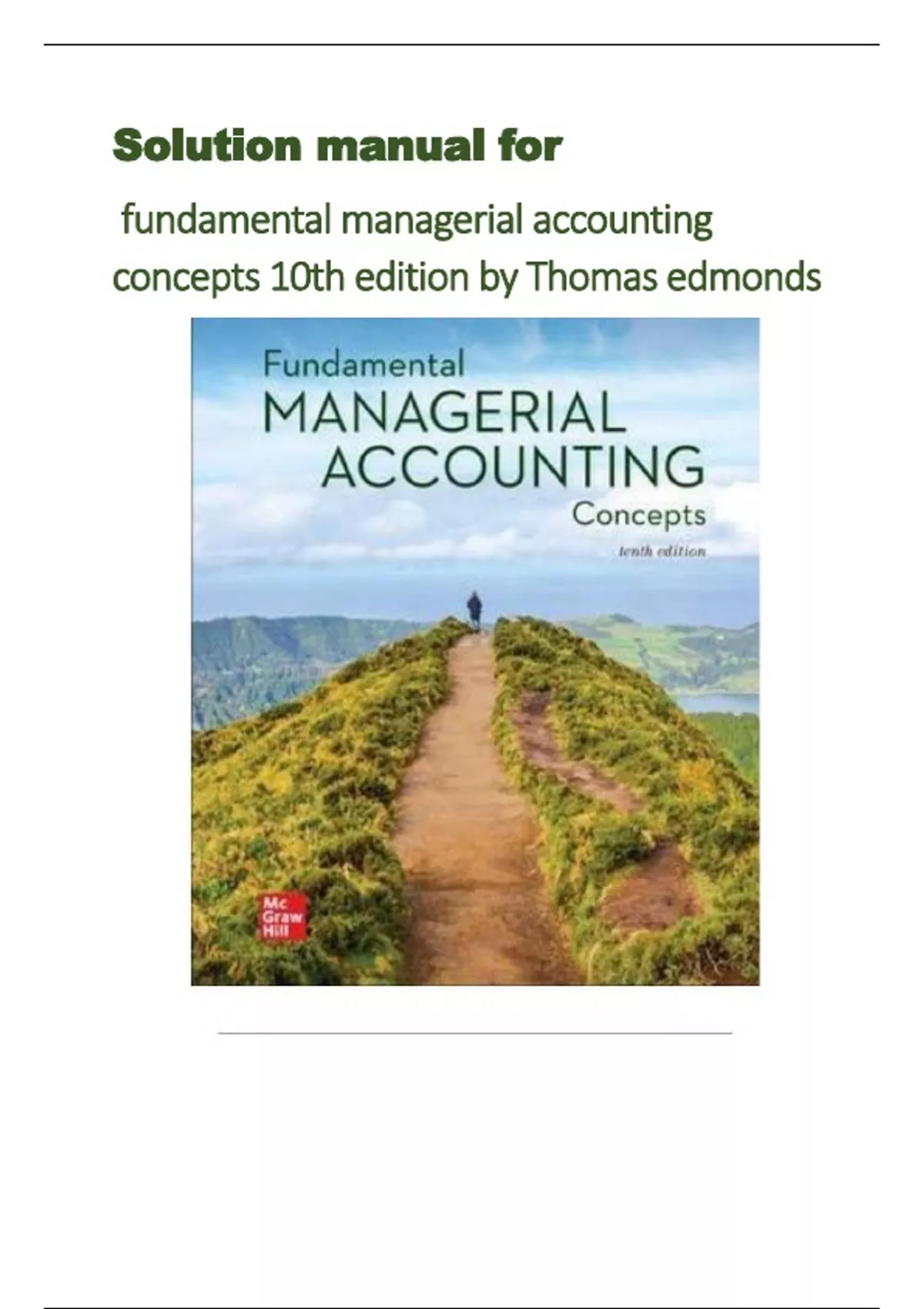 Solution manual For Fundamental managerial accounting concepts 10th ...