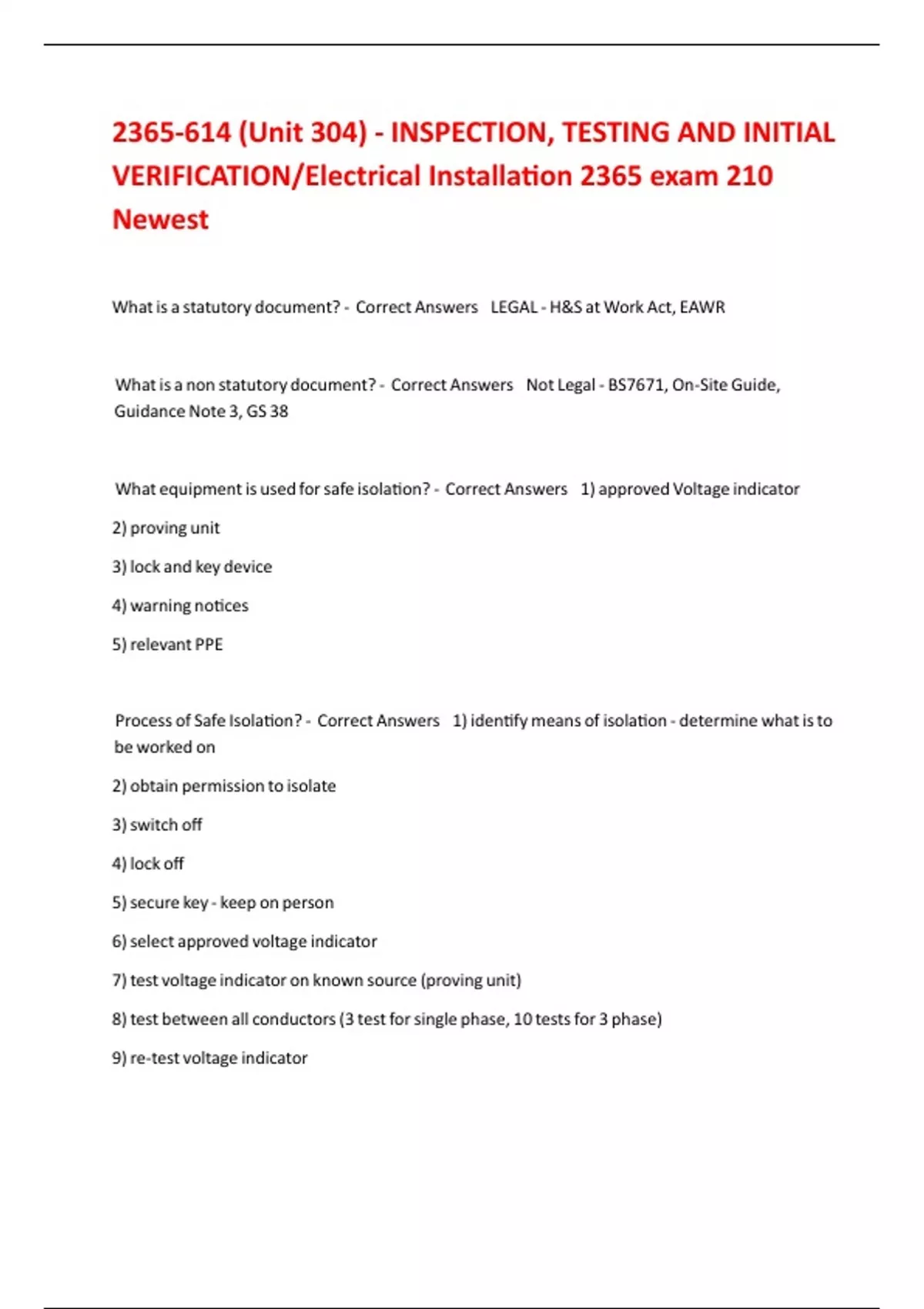 2365-614 (Unit 304) - INSPECTION, TESTING AND INITIAL VERIFICATION ...