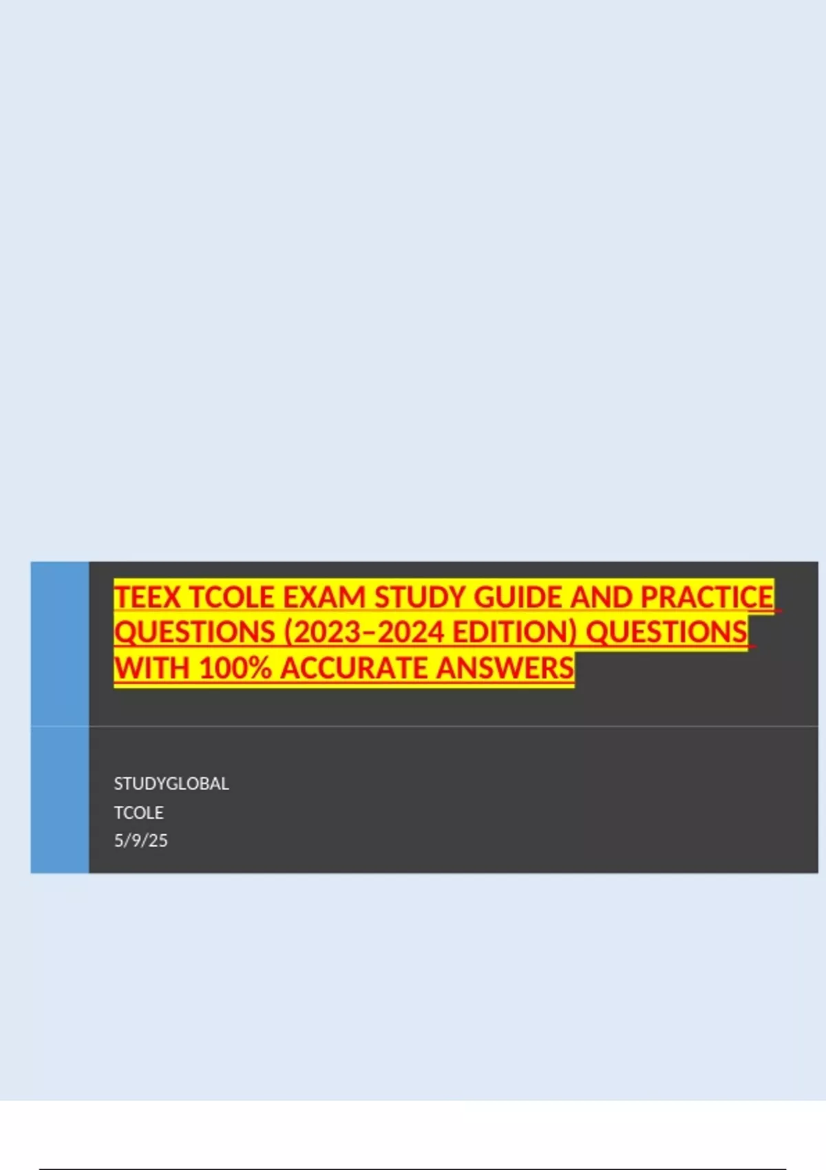 TEEX TCOLE EXAM STUDY GUIDE AND PRACTICE QUESTIONS (2023–2024 EDITION ...