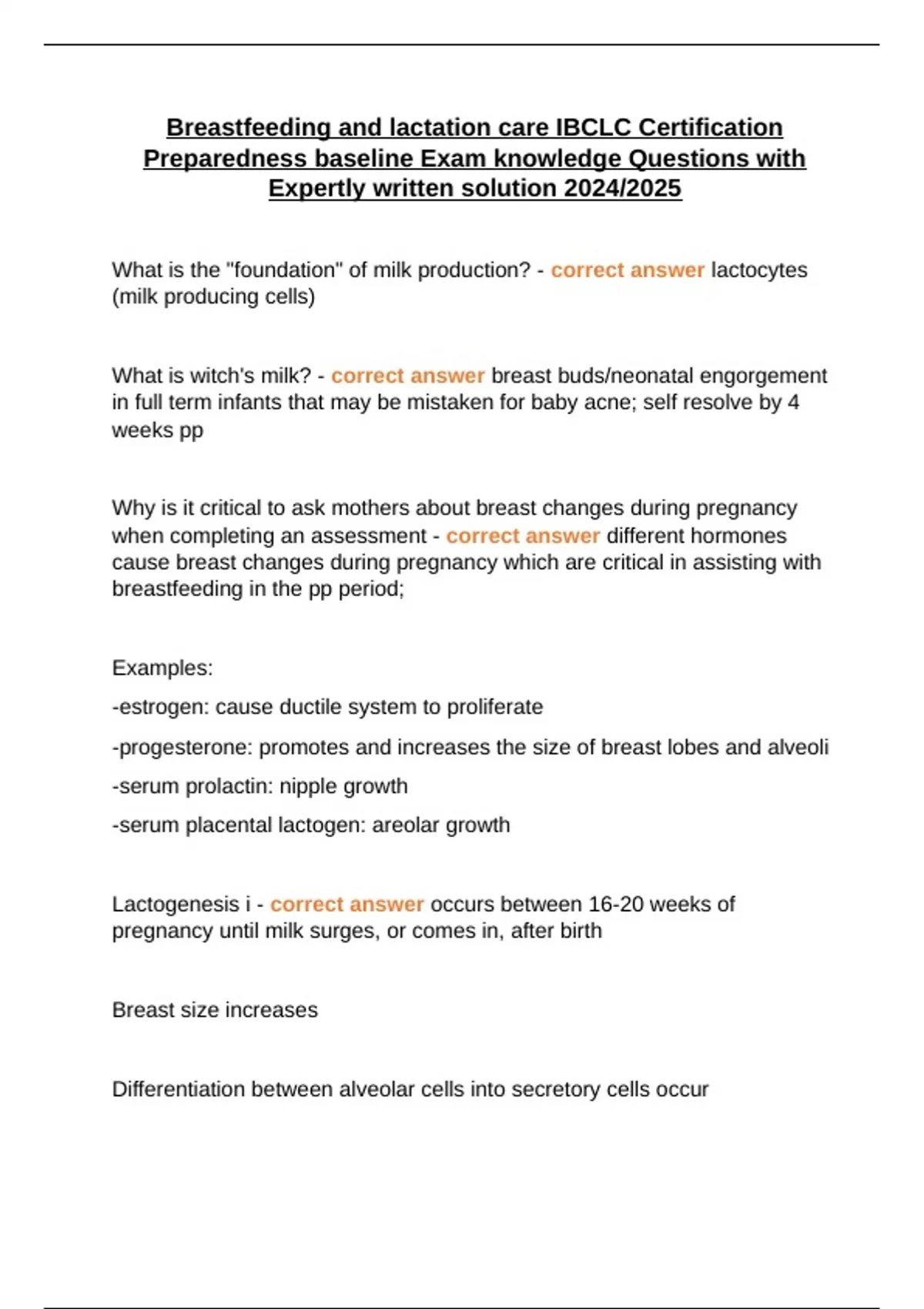 Breastfeeding and lactation care IBCLC Certification Preparedness ...