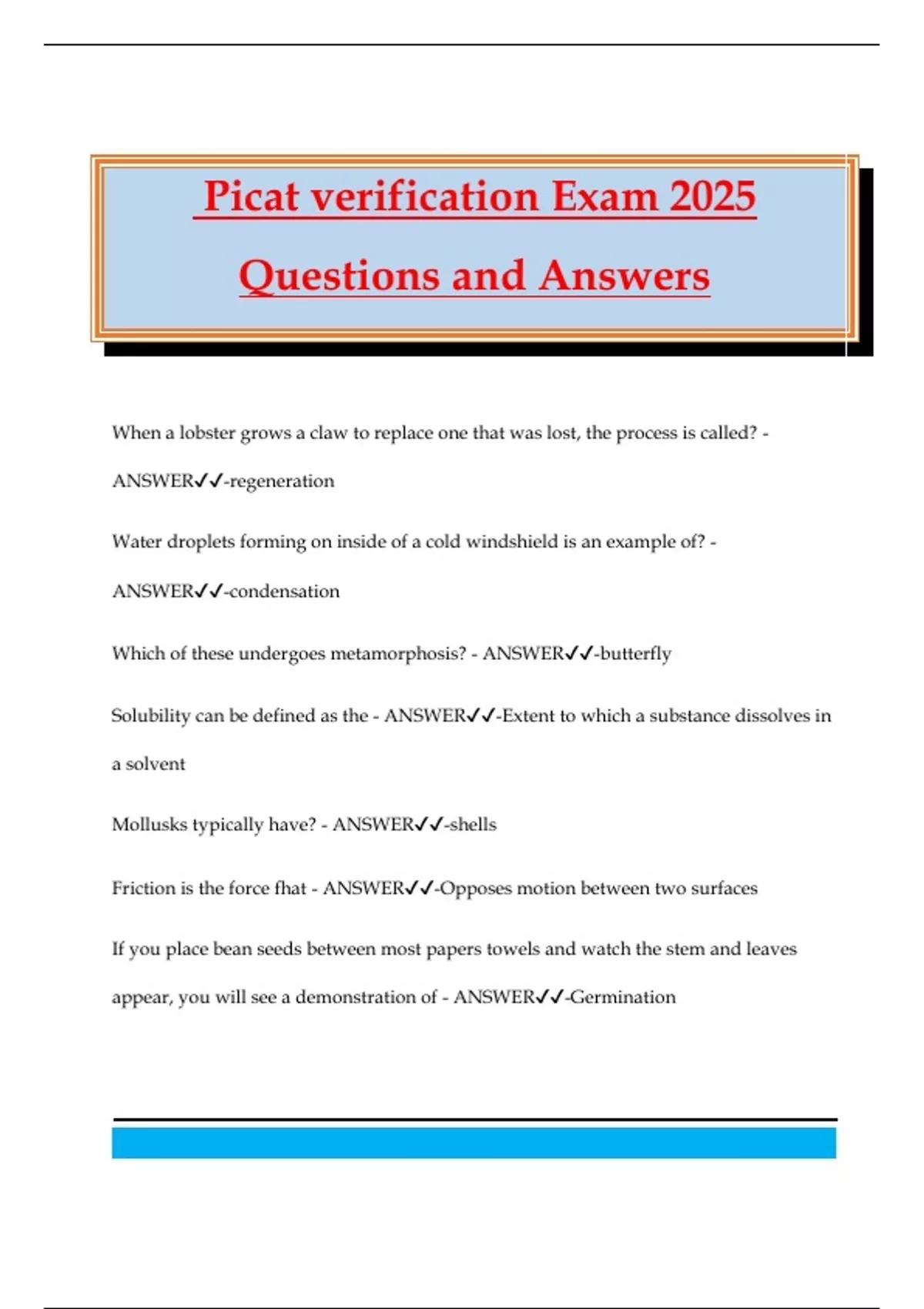 Picat verification Exam 2025 Questions and Answers - Picat - Stuvia US