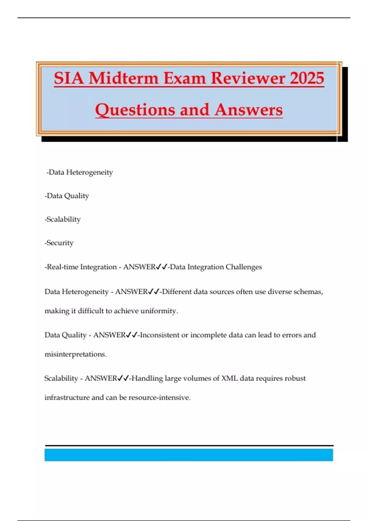 SIA Midterm Exam Reviewer 2025 Questions and Answers - SIA - Stuvia US