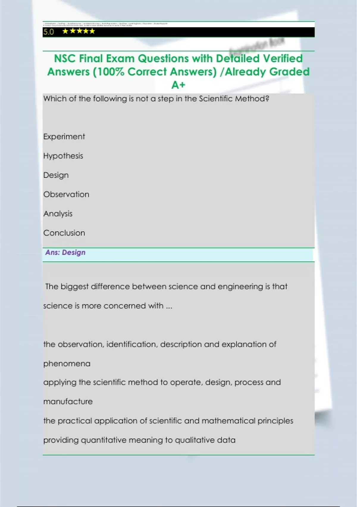 NSC Final Exam Questions with Detailed Verified Answers (100% Correct ...