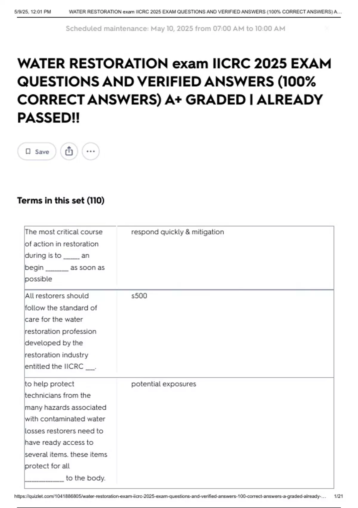WATER RESTORATION exam IICRC 2025 EXAM QUESTIONS AND VERIFIED ANSWERS ...