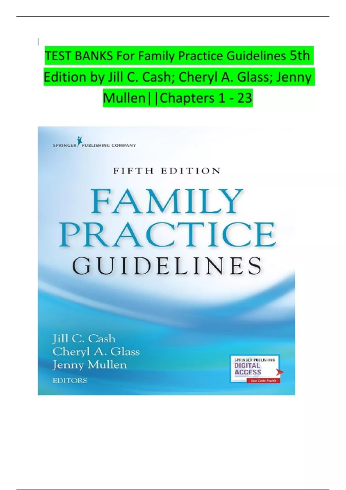 Family Practice Guidelines, 5th Edition – Complete Test Banks by Jill C ...
