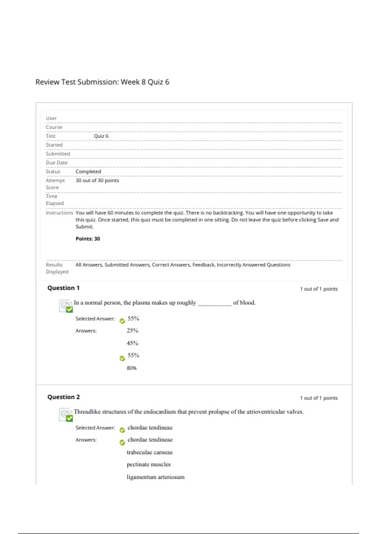 Anatomy 260 Week 8 Quiz 6 Review with Answers West Coast University - Anatomy 260 - Stuvia US