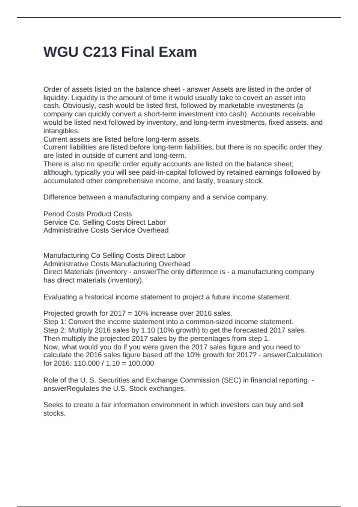 WGU C213 Final Exam Questions and Answers 2025 - WGU C213 - Stuvia US