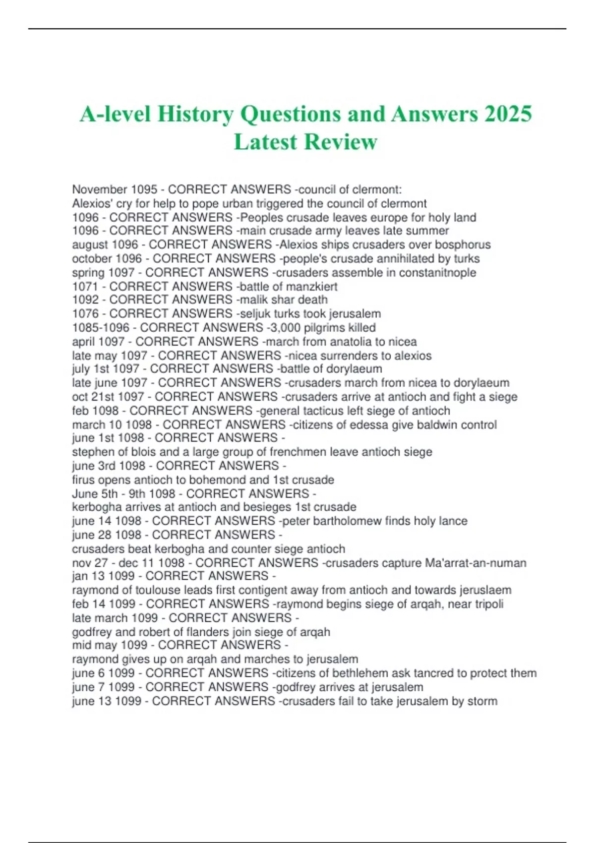 A-level History Questions and Answers 2025 Latest Review - AQA A-Level ...